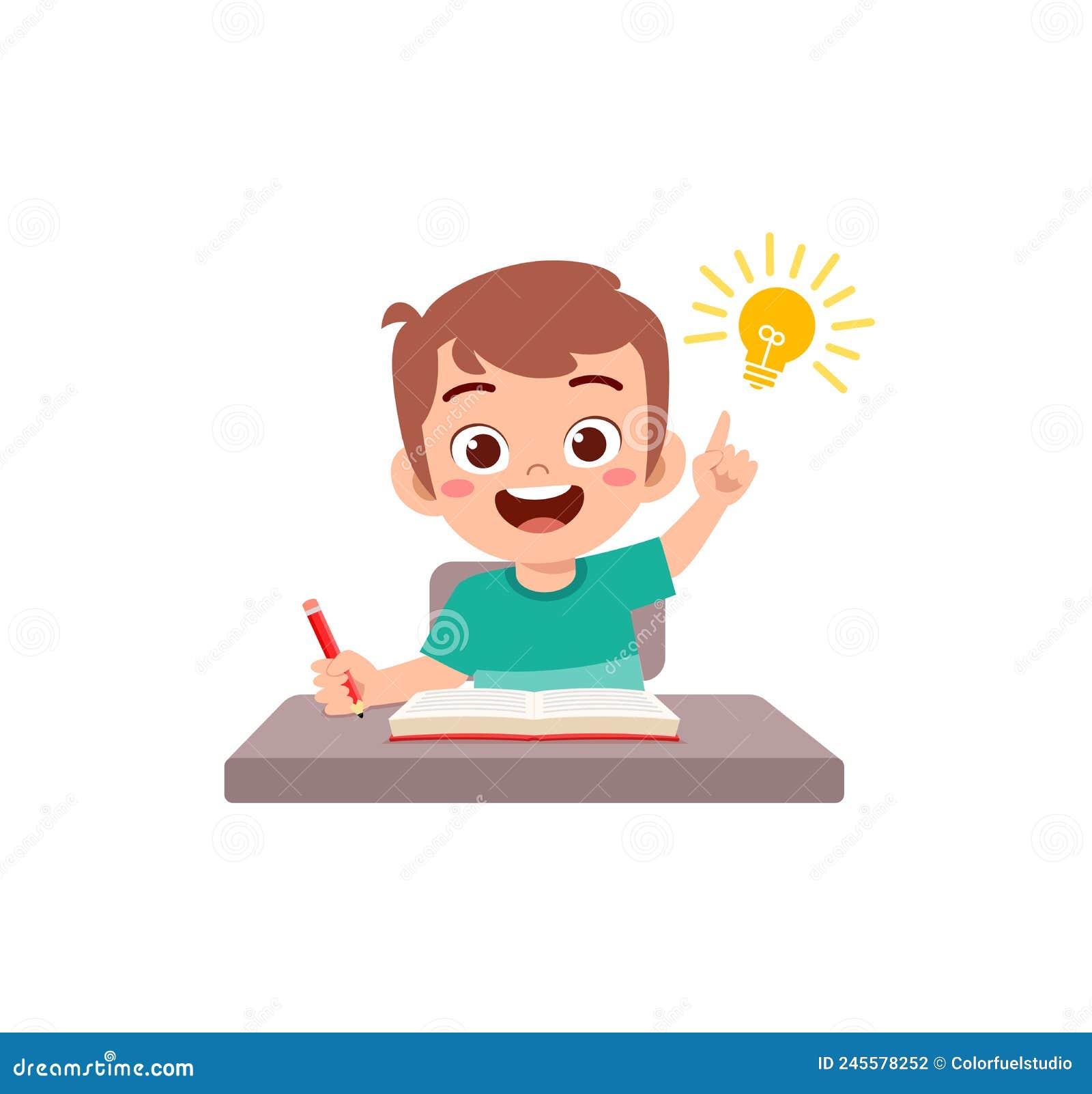 Little Kid Do Homework and Find the Answer Stock Illustration ...