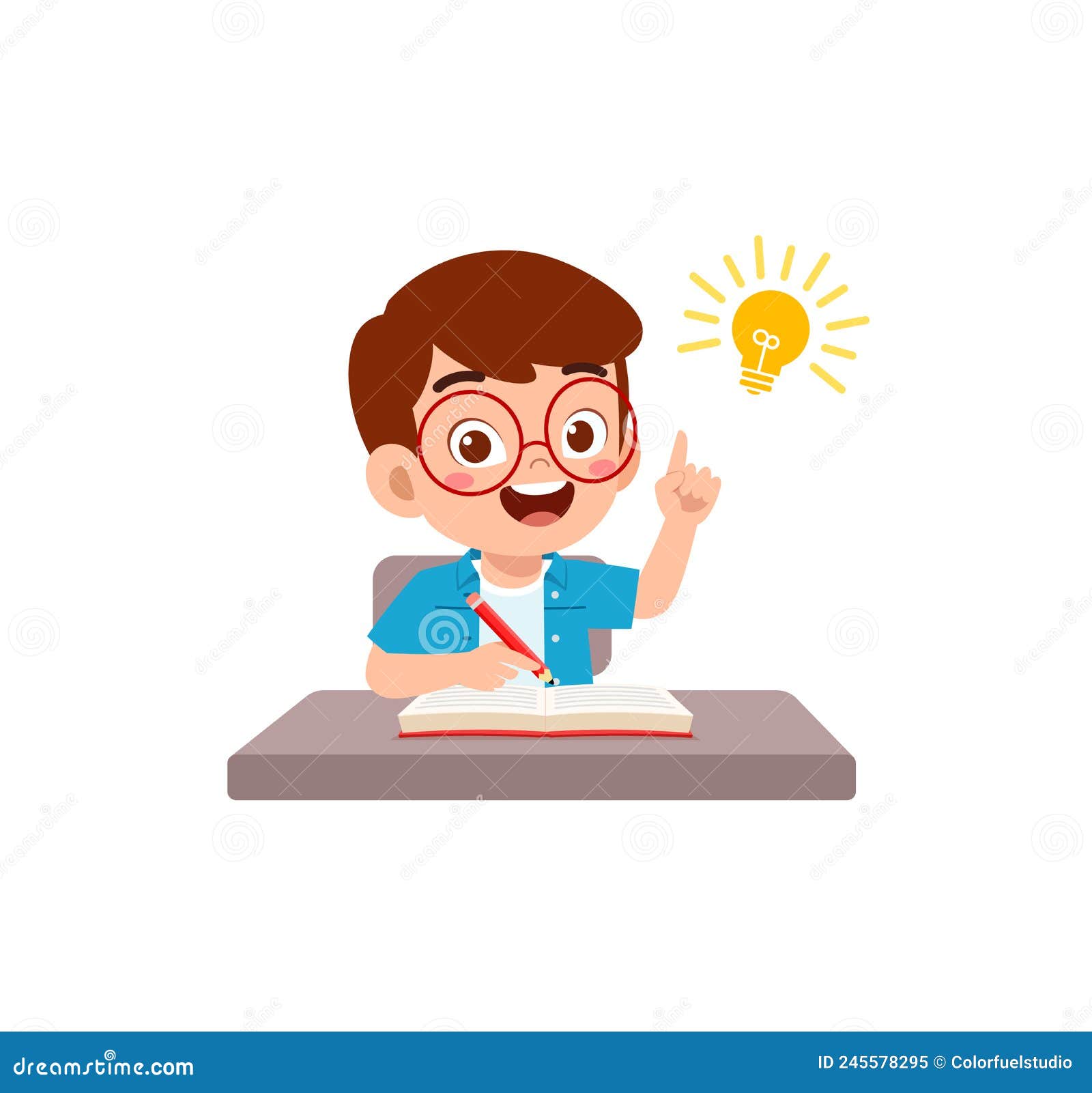 Little Kid Do Homework and Find the Answer Stock Illustration ...