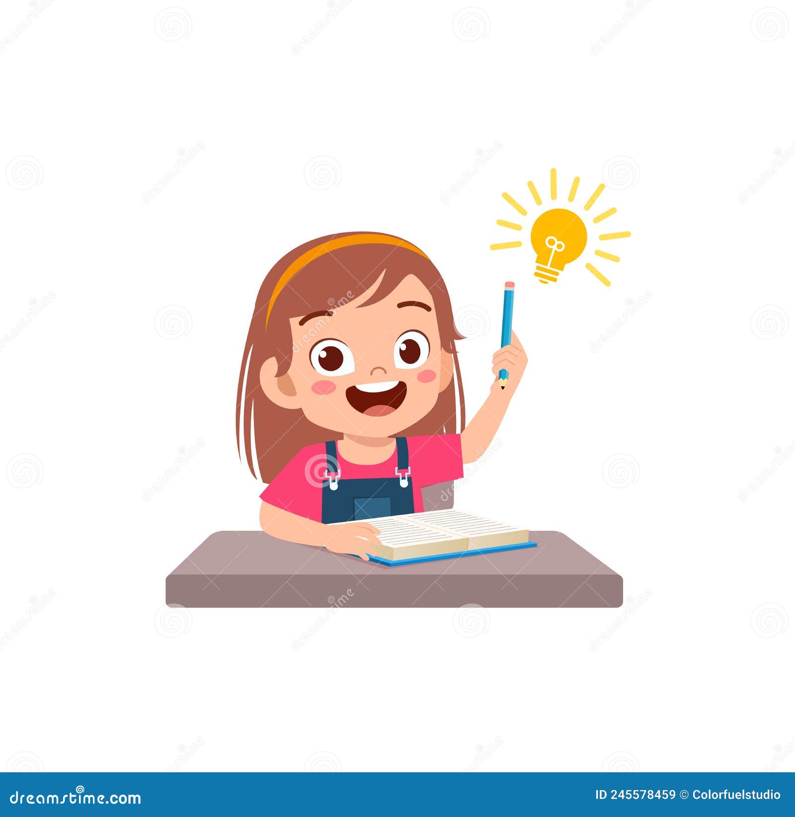 Little Kid Do Homework and Find the Answer Stock Illustration ...