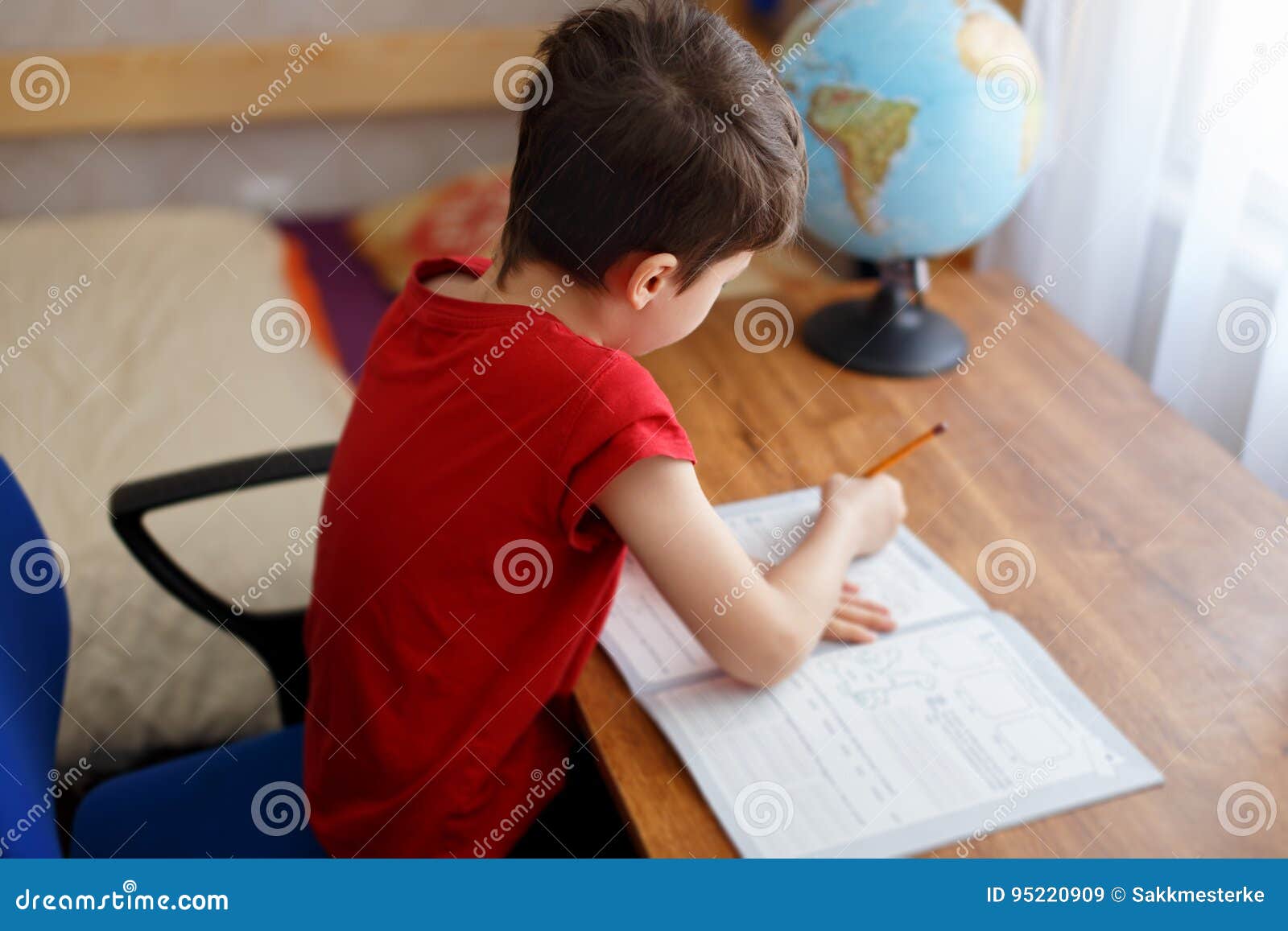 Little Kid Doing Homework at Home Stock Image - Image of people ...