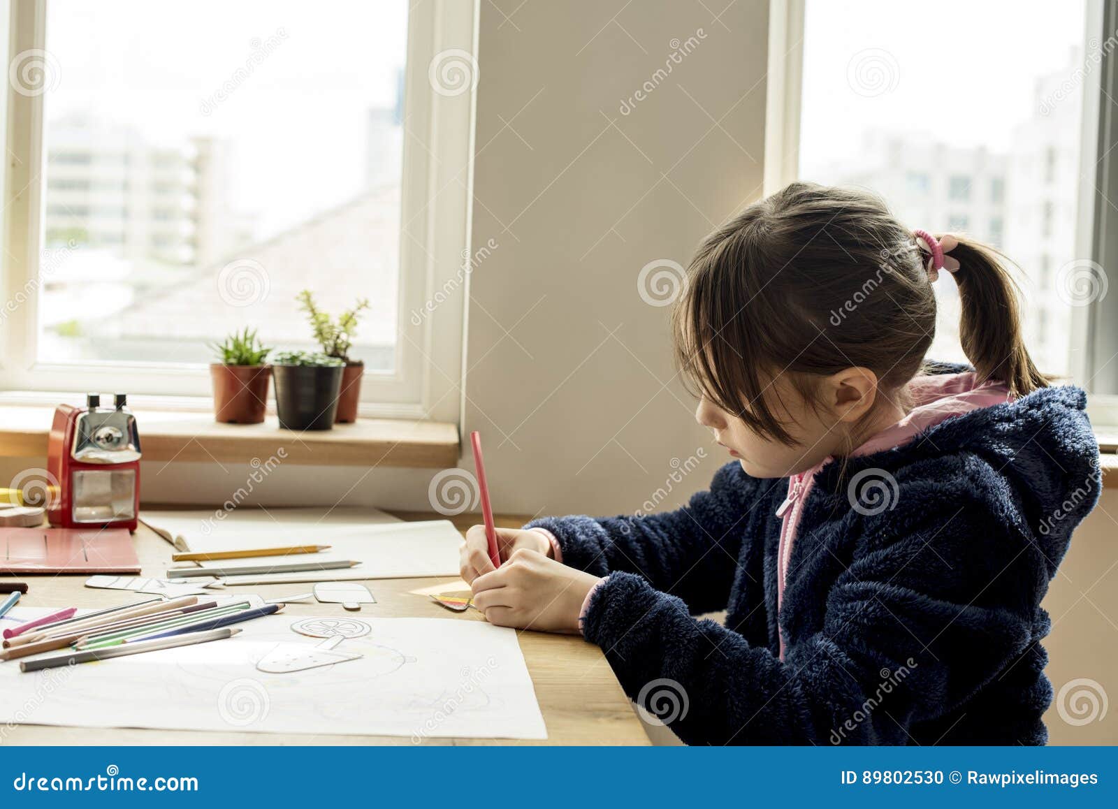 Little Kid Drawing Sketching Cute Adorable Stock Photo - Image of ...