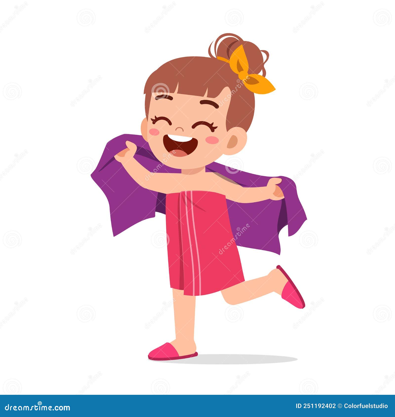 Little Kid Dry Body with Towel after Bath Stock Illustration ...
