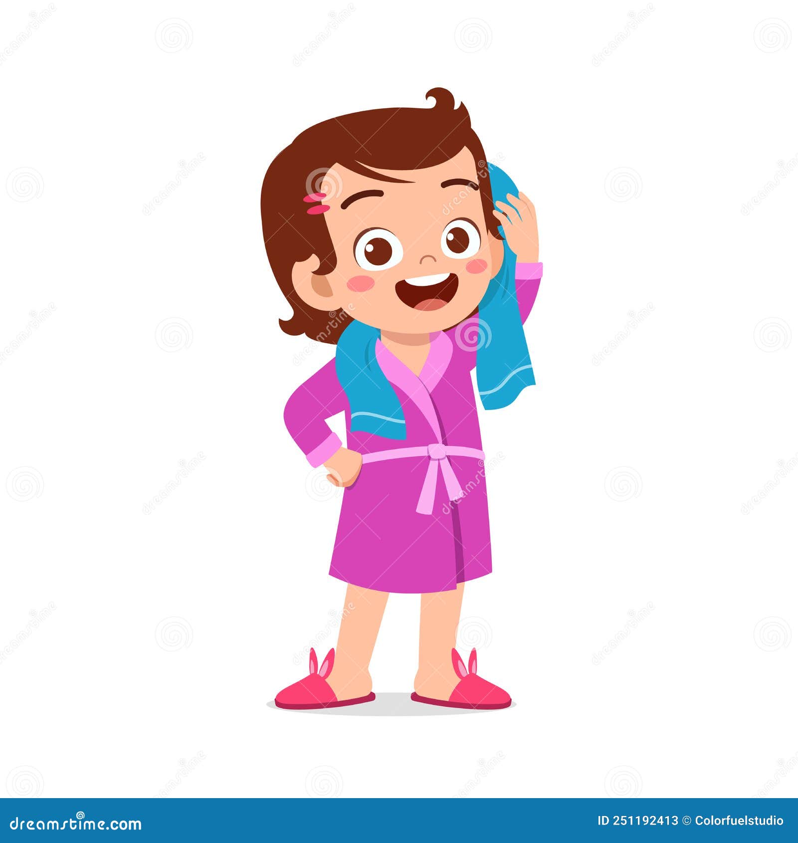 Little Kid Dry Body with Towel after Bath Stock Illustration ...