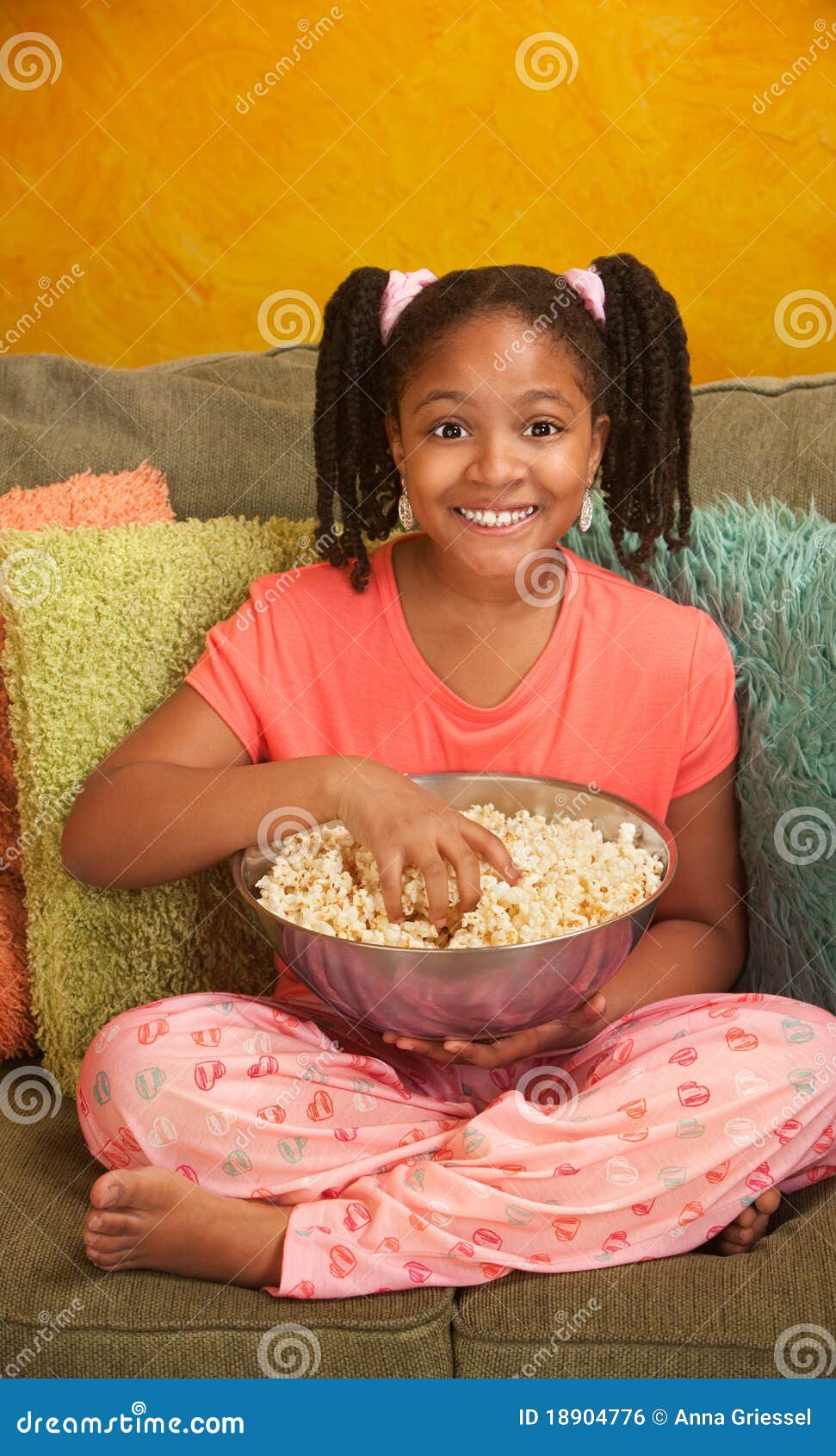 Little Kid Eats Popcorn stock photo. Image of lovable - 18904776