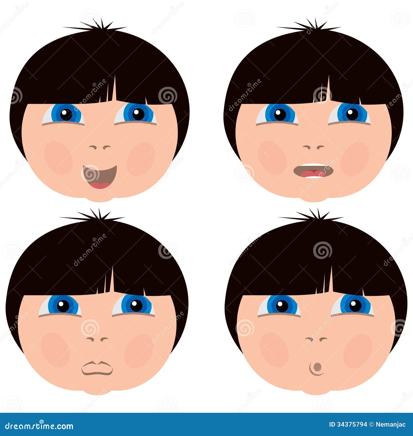 Little Kid Face Expressions Vector Illustration | CartoonDealer.com ...