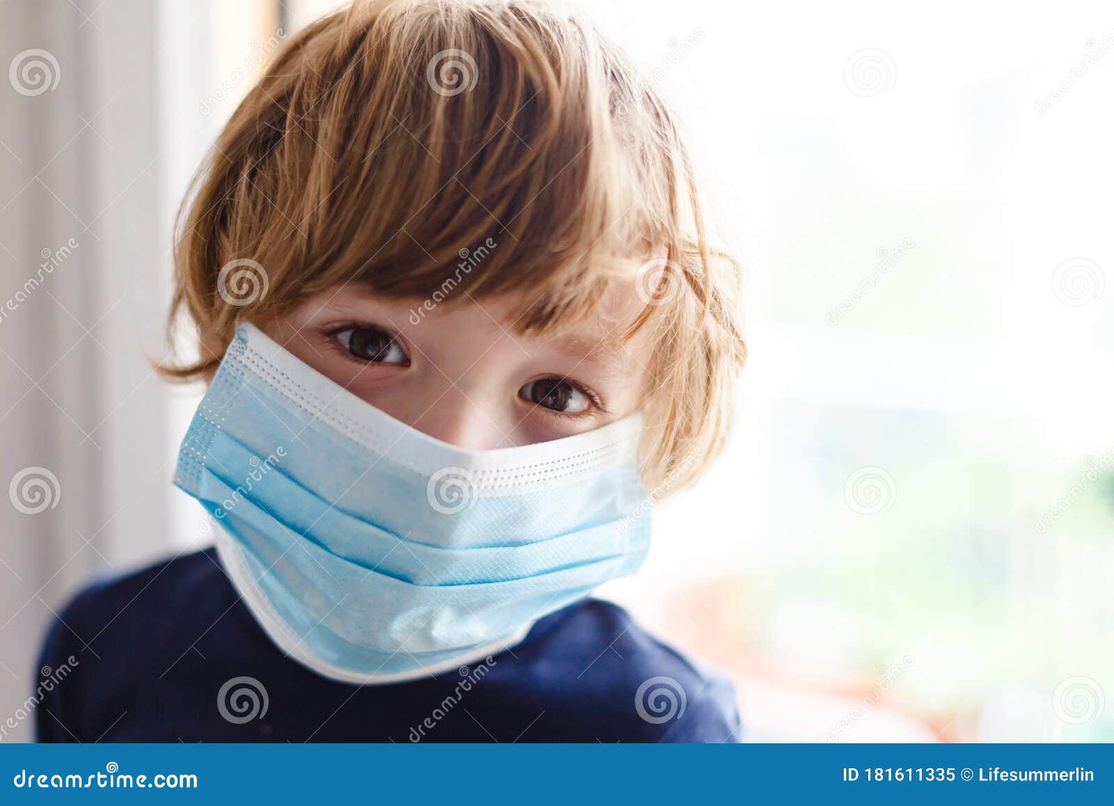 Little Kid with Face Mask during Lockdown Stock Image - Image of health ...