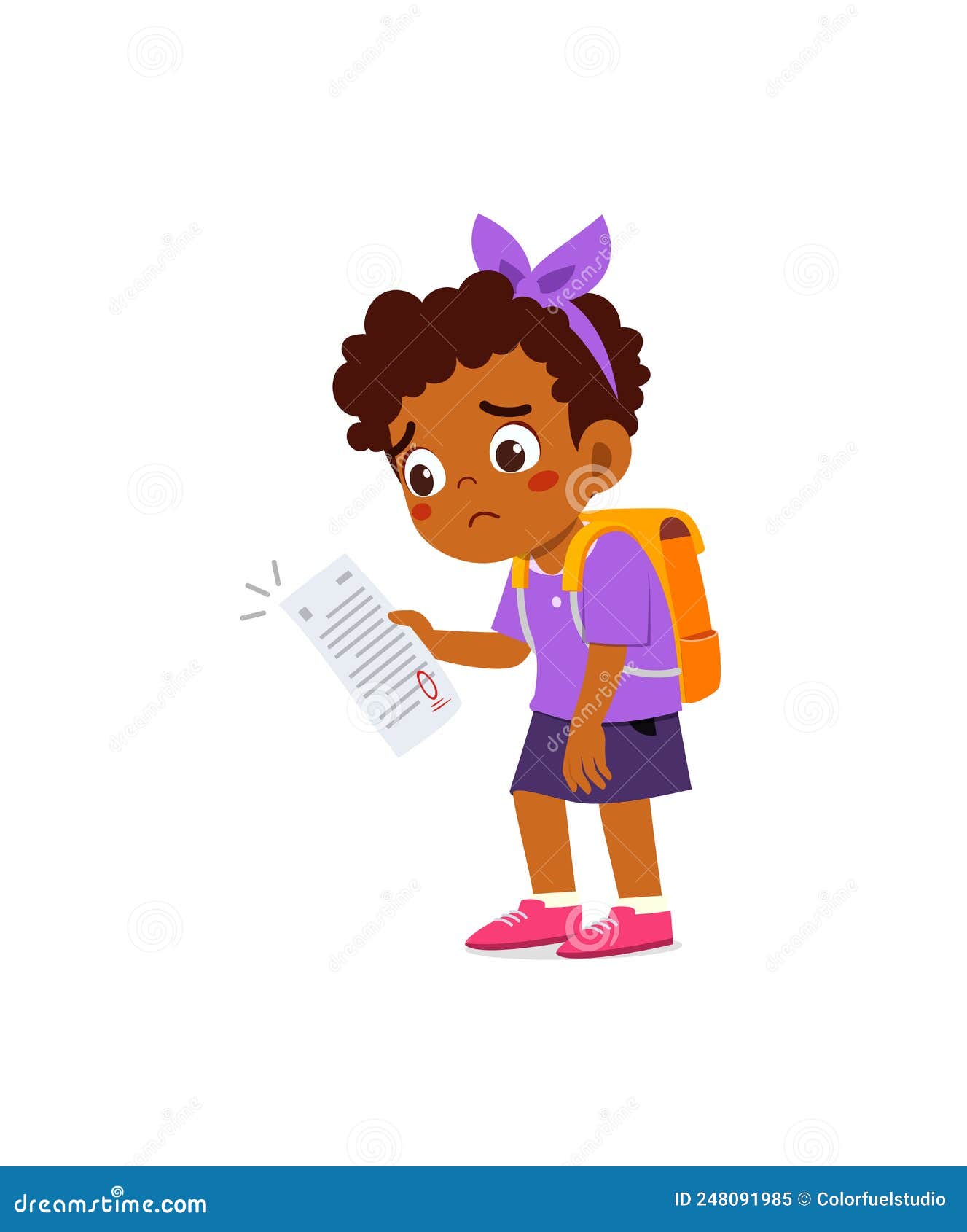 Little Kid Get Bad Grade and Feel Sad Stock Illustration - Illustration ...