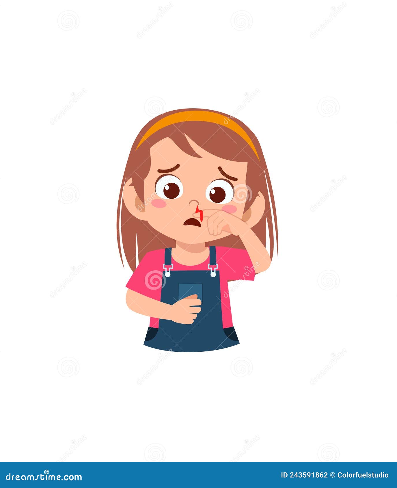 Nosebleed, Cartoon Boy Is Bleeding From His Nose. Vector Illustration ...