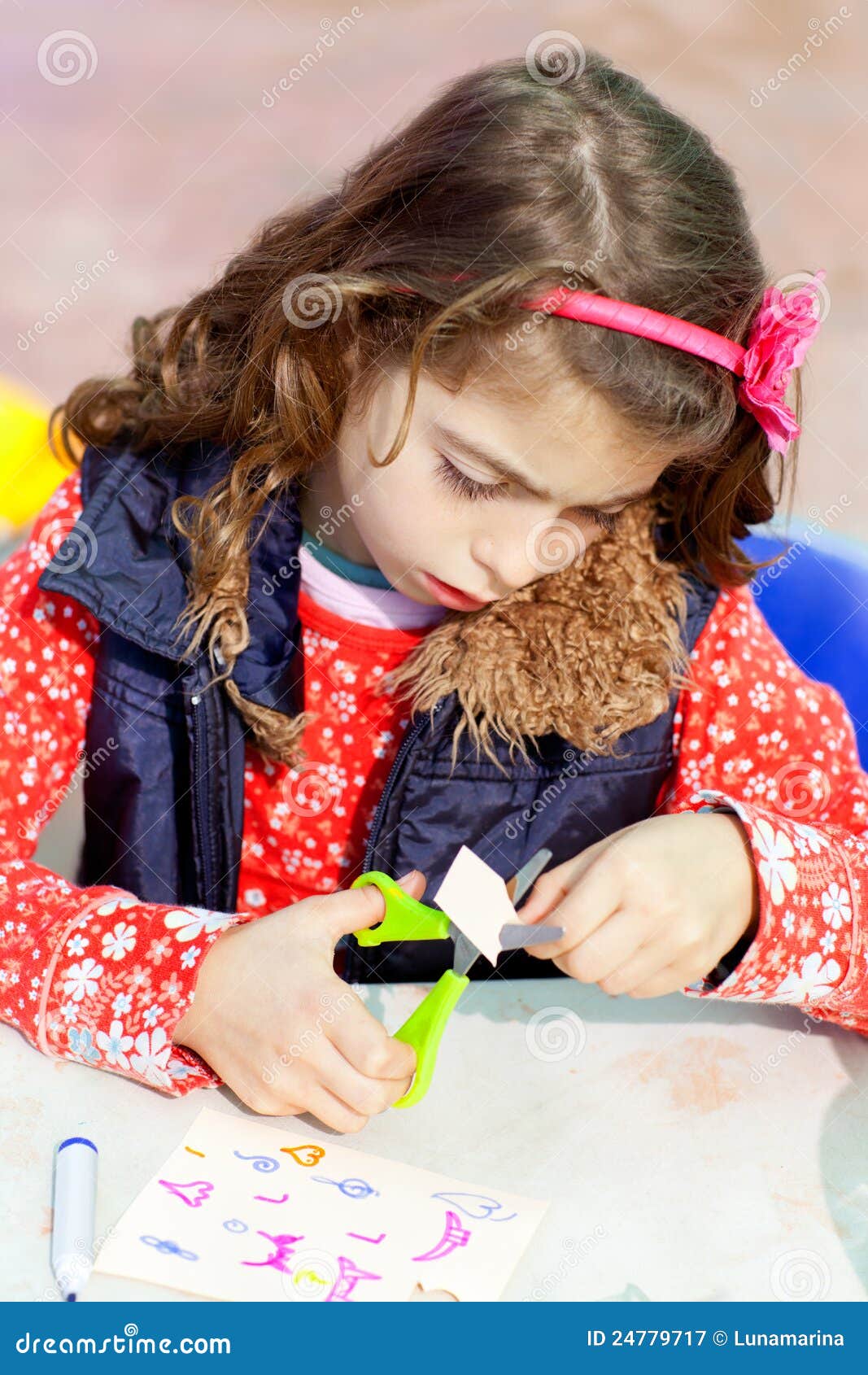 Little Kid Girl Working at School Doing Workshop Stock Image - Image of ...