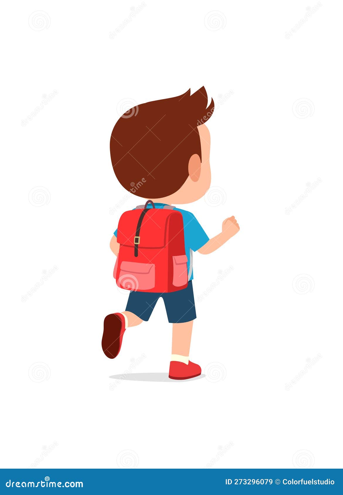 Little Kid Go To School Alone and Feel Happy, Back View Stock Vector ...