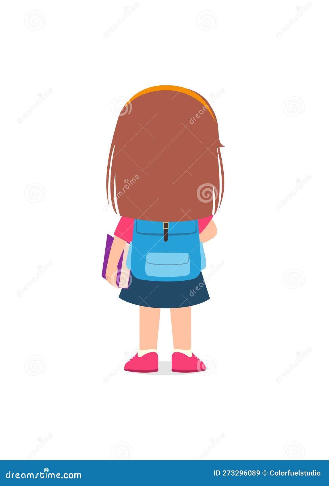 Little Kid Go To School Alone and Feel Happy, Back View Stock Vector ...