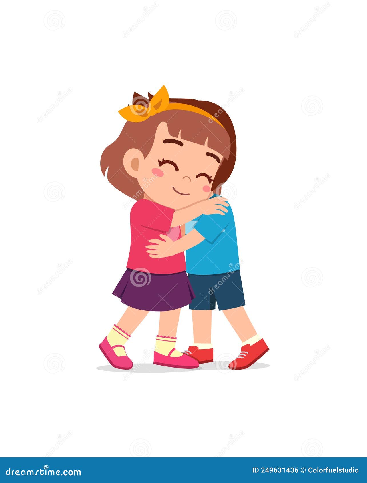 Little Kid Hug Best Friend and Feel Happy Stock Illustration ...