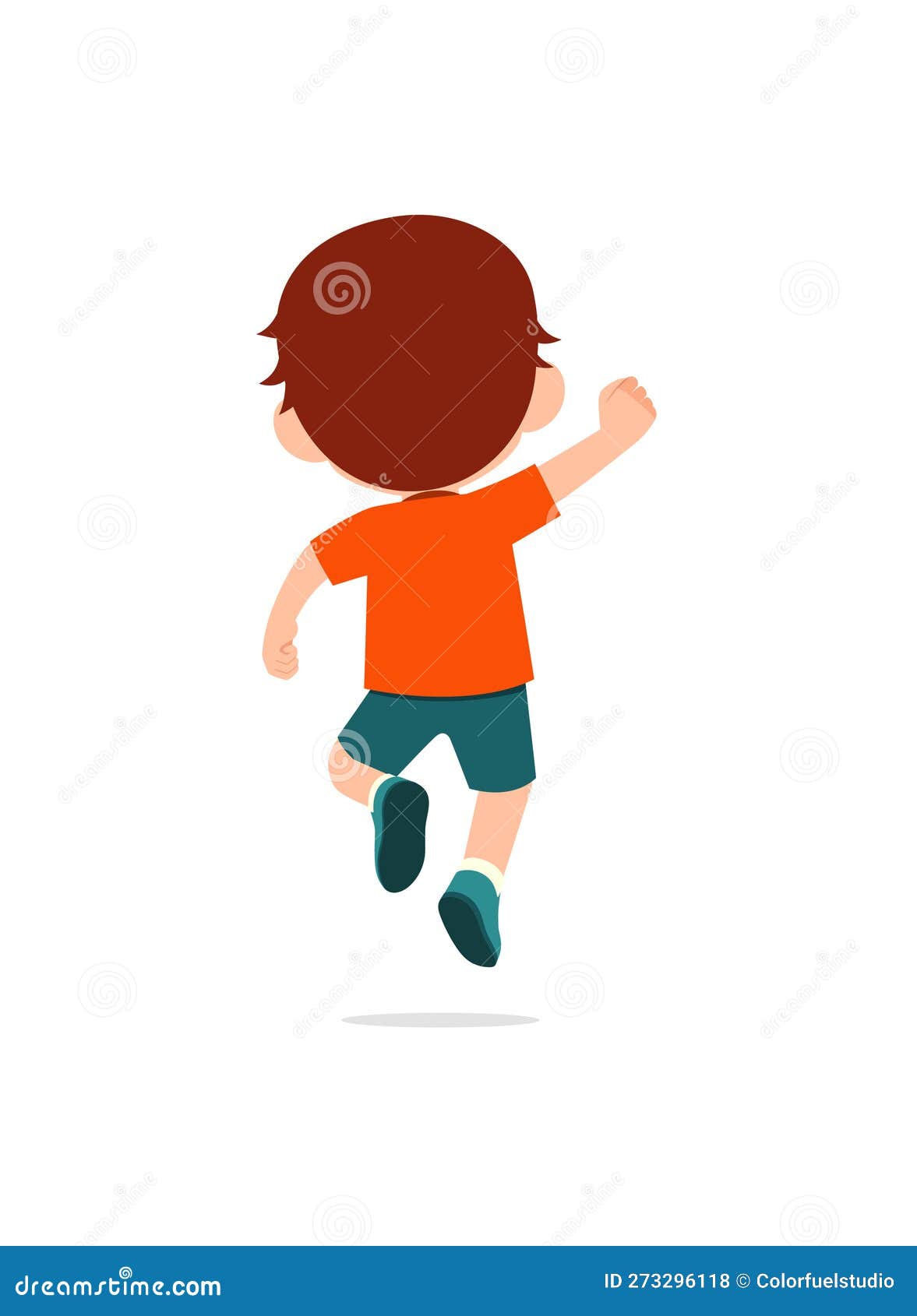 Little Kid Jump and Feel Happy, Back View Stock Vector - Illustration ...