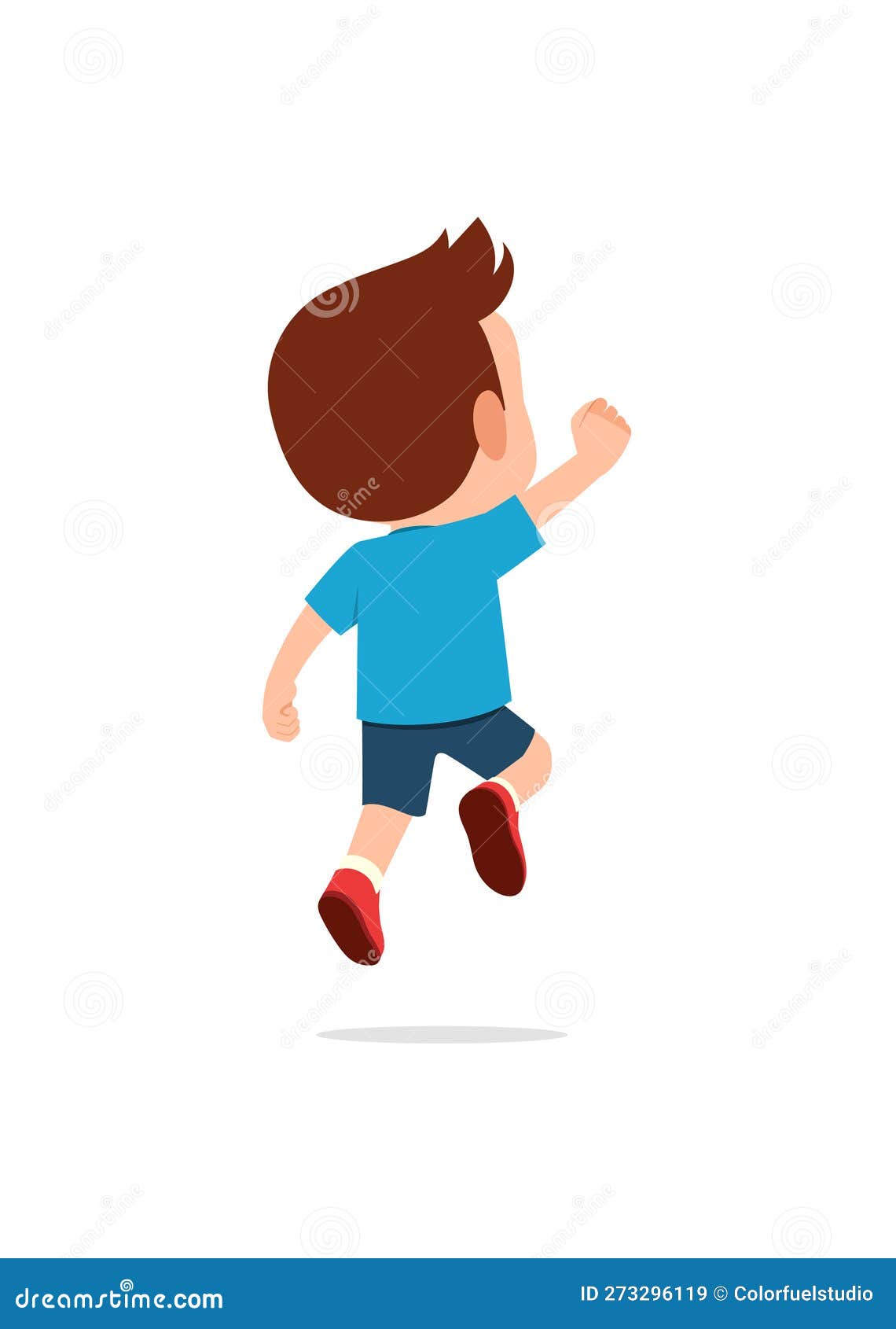 Little Kid Jump and Feel Happy, Back View Stock Vector - Illustration ...