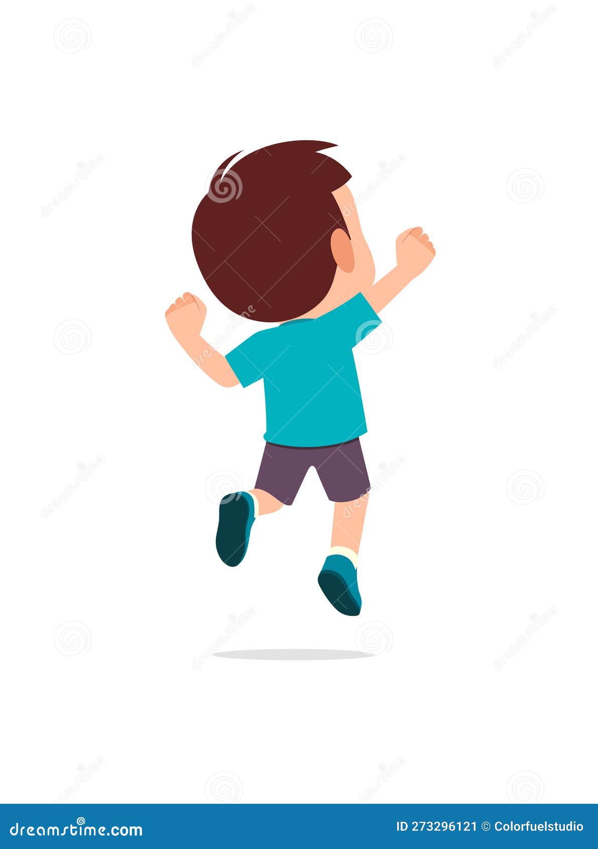 Little Kid Jump and Feel Happy, Back View Stock Vector - Illustration ...