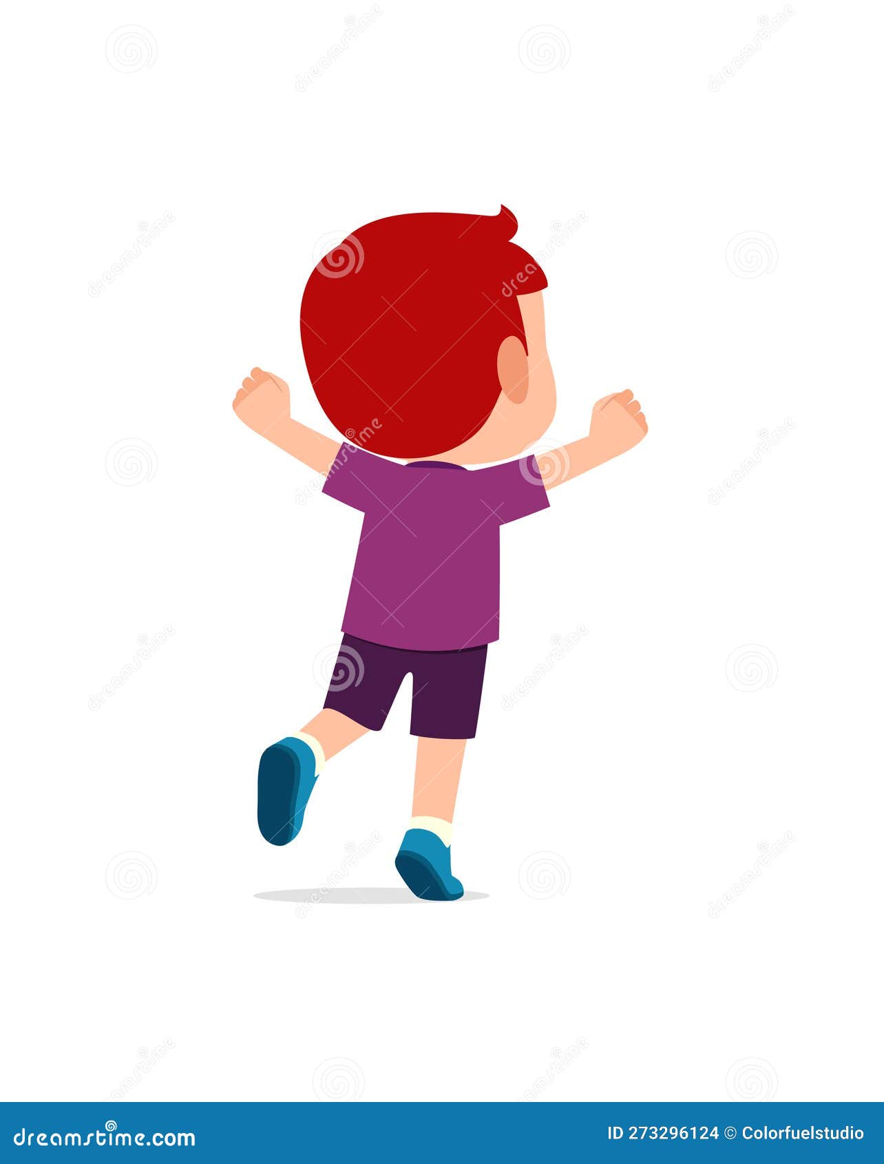 Little Kid Jump and Feel Happy, Back View Stock Vector - Illustration ...