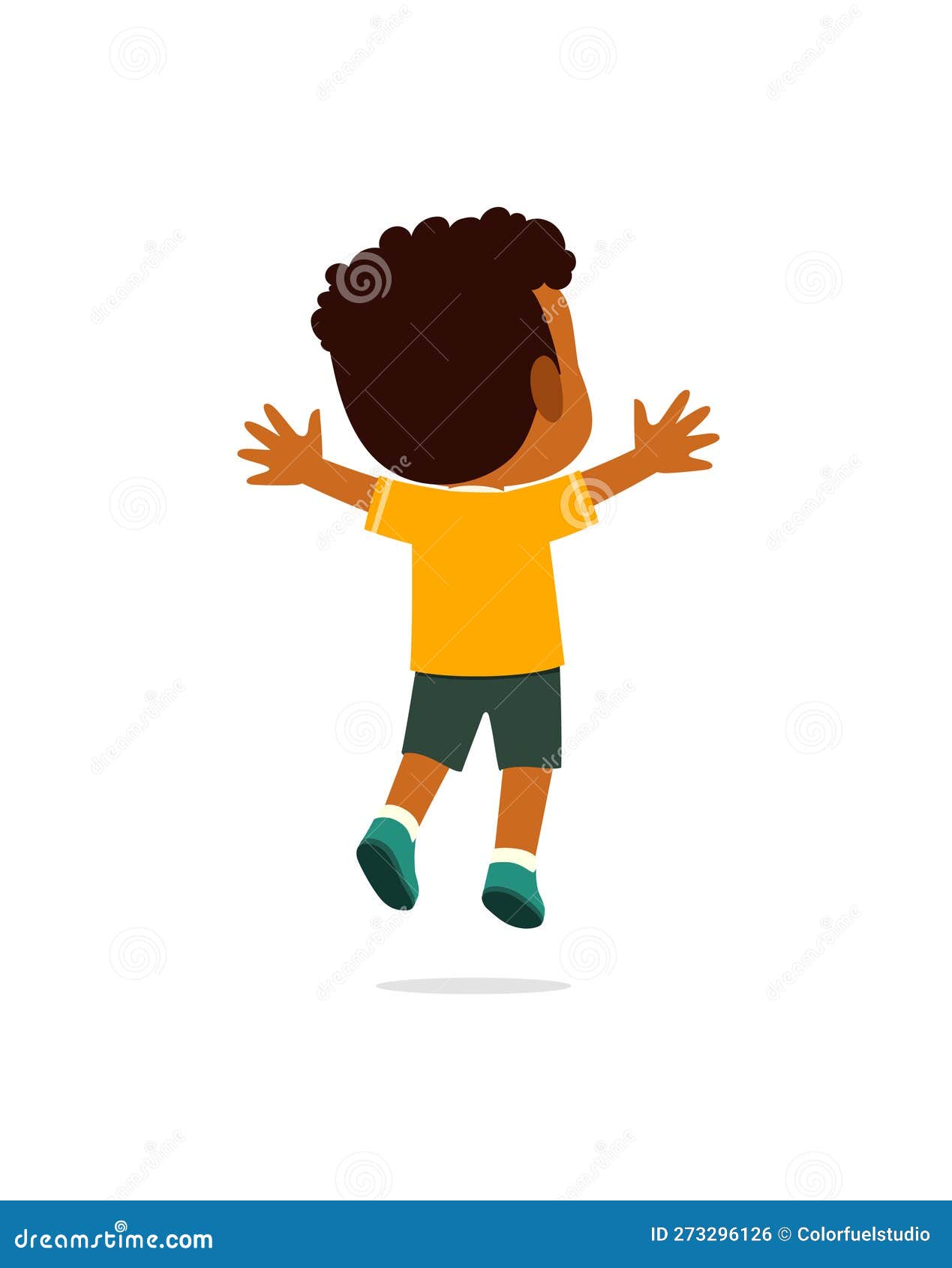 Little Kid Jump and Feel Happy, Back View Stock Photo - Image of people ...