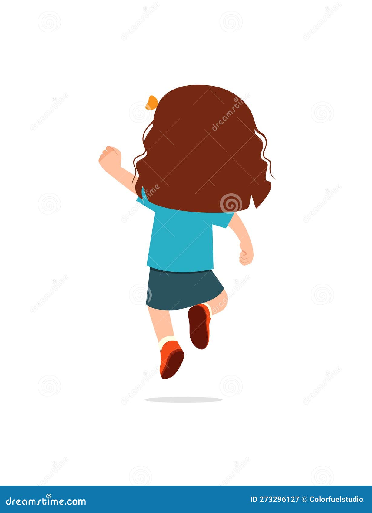 Little Kid Jump and Feel Happy, Back View Stock Vector - Illustration ...
