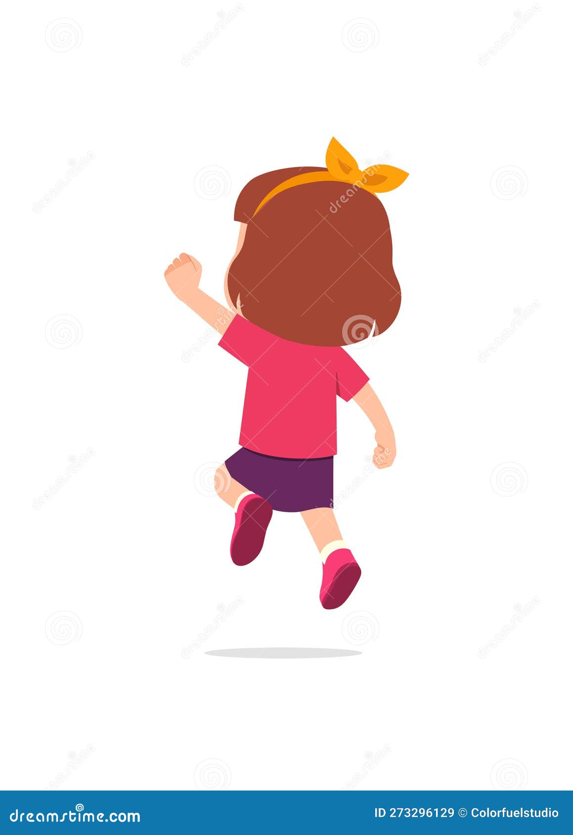 Little Kid Jump and Feel Happy, Back View Stock Vector - Illustration ...