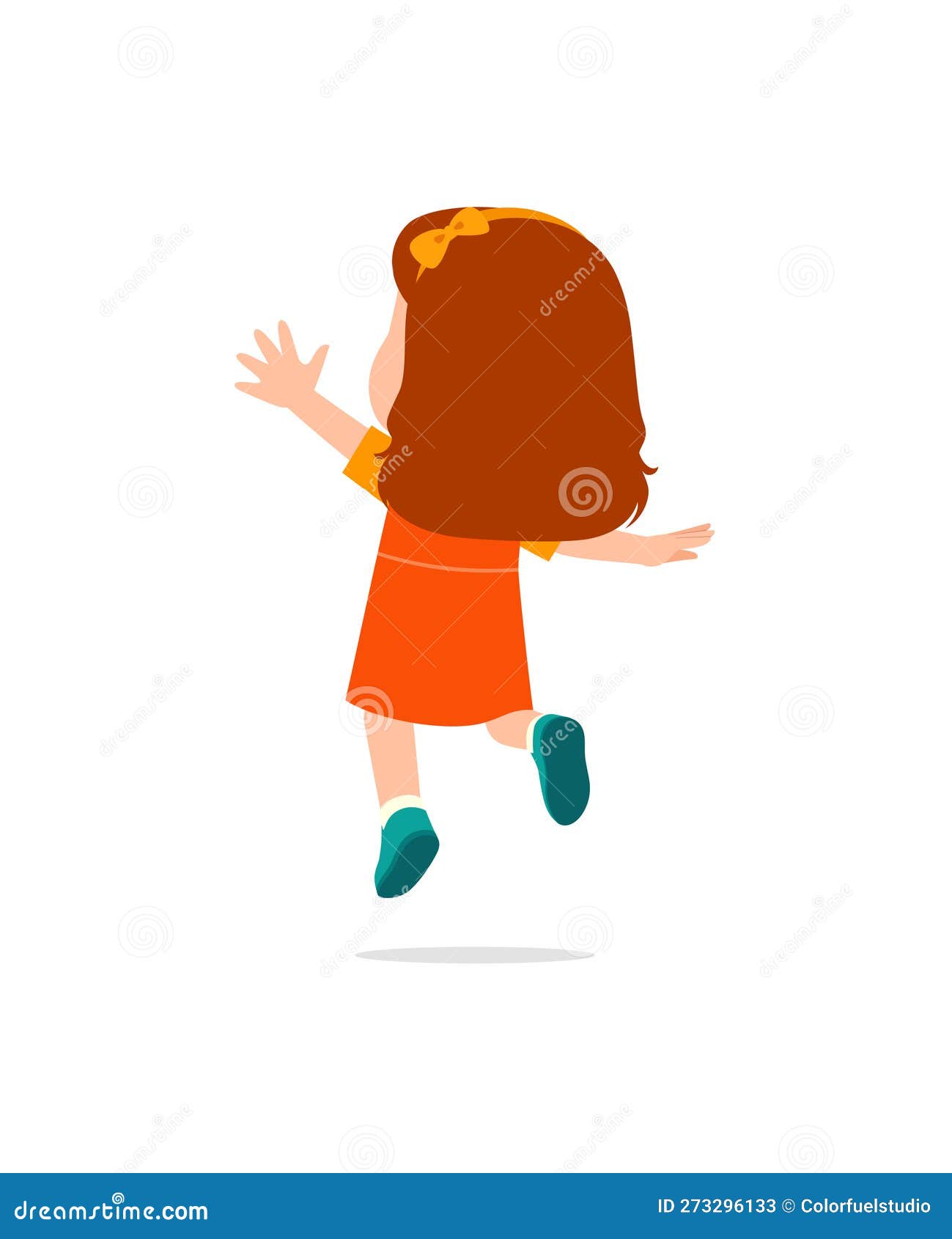 Little Kid Jump and Feel Happy, Back View Stock Vector - Illustration ...