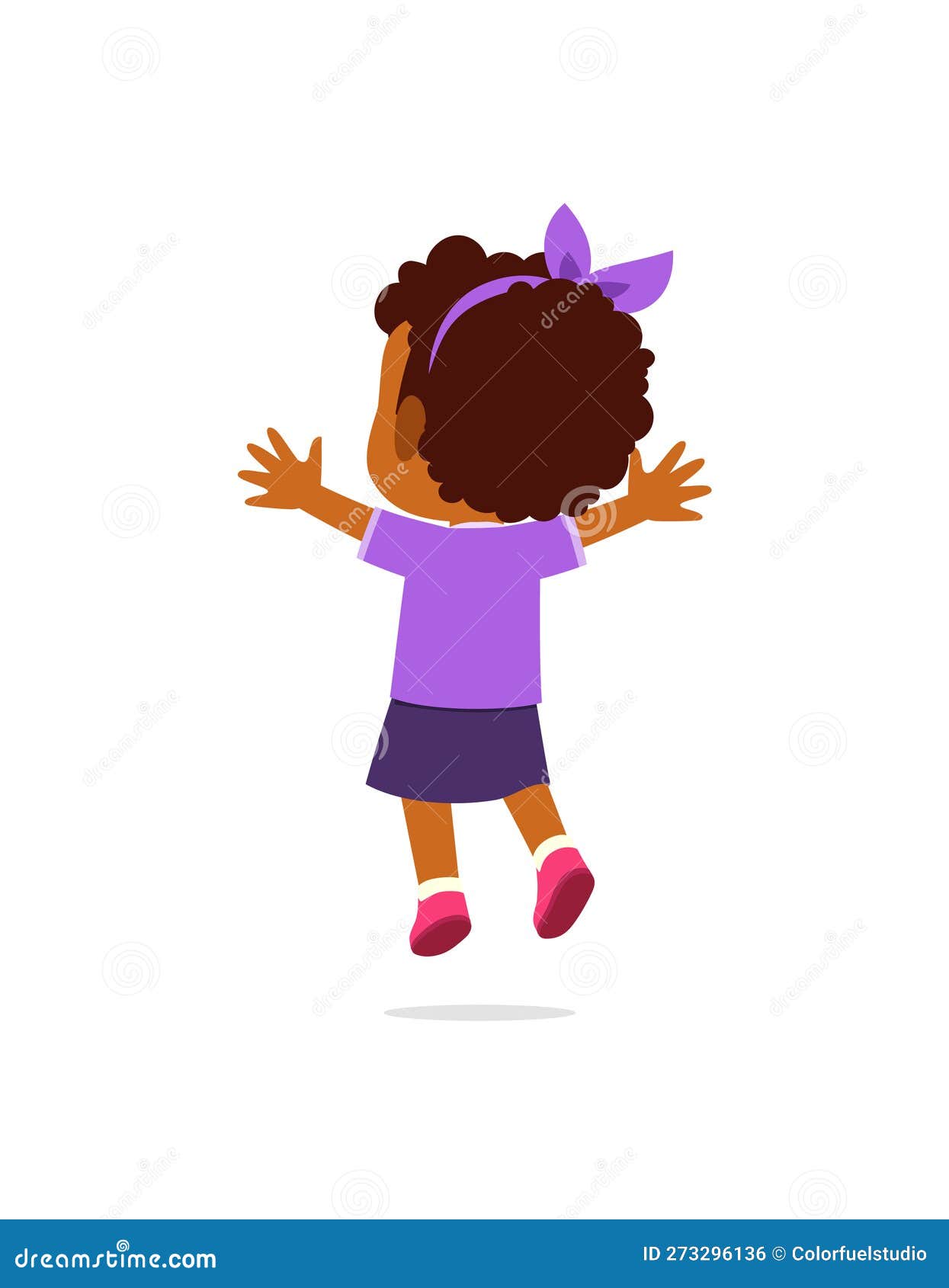 Little Kid Jump and Feel Happy, Back View Stock Vector - Illustration ...