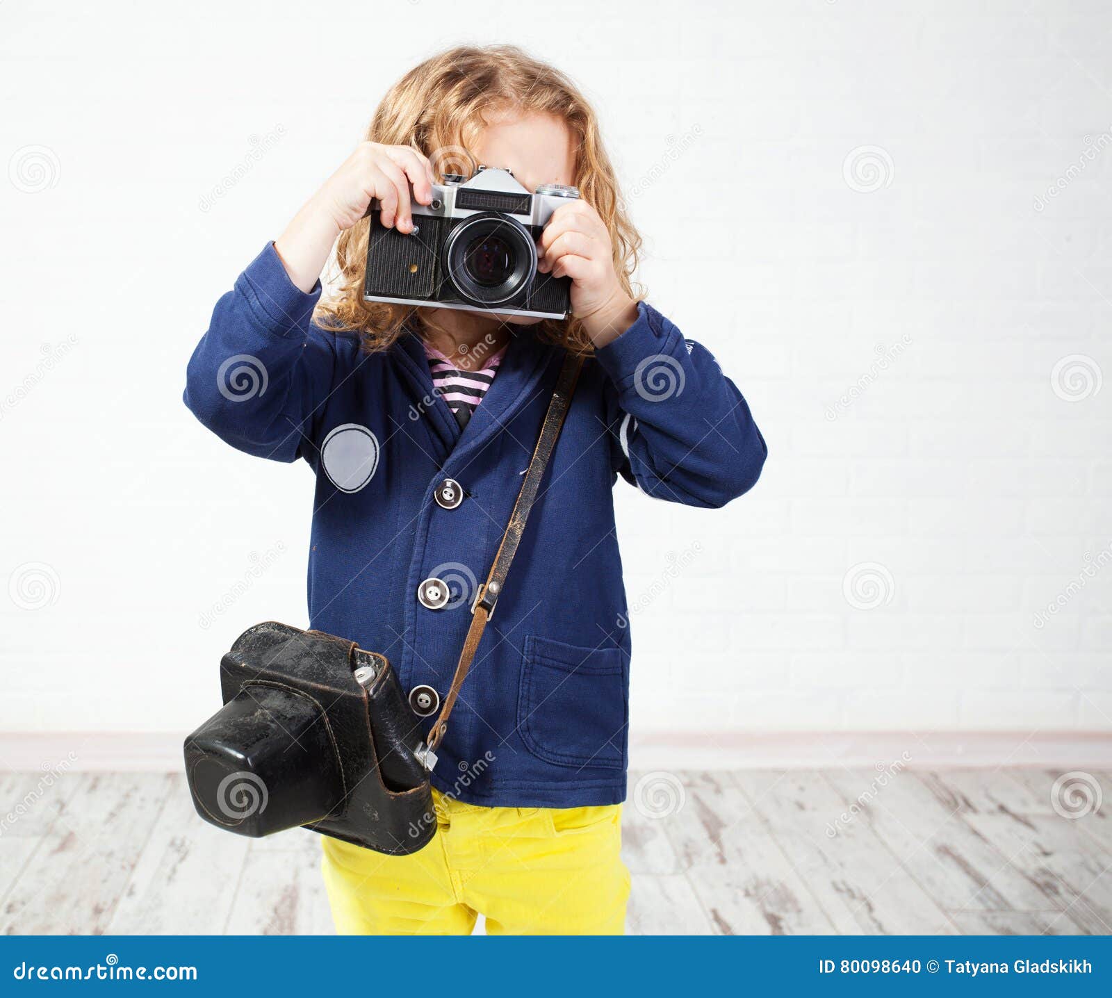 Little kid photographing stock photo. Image of equipment - 80098640