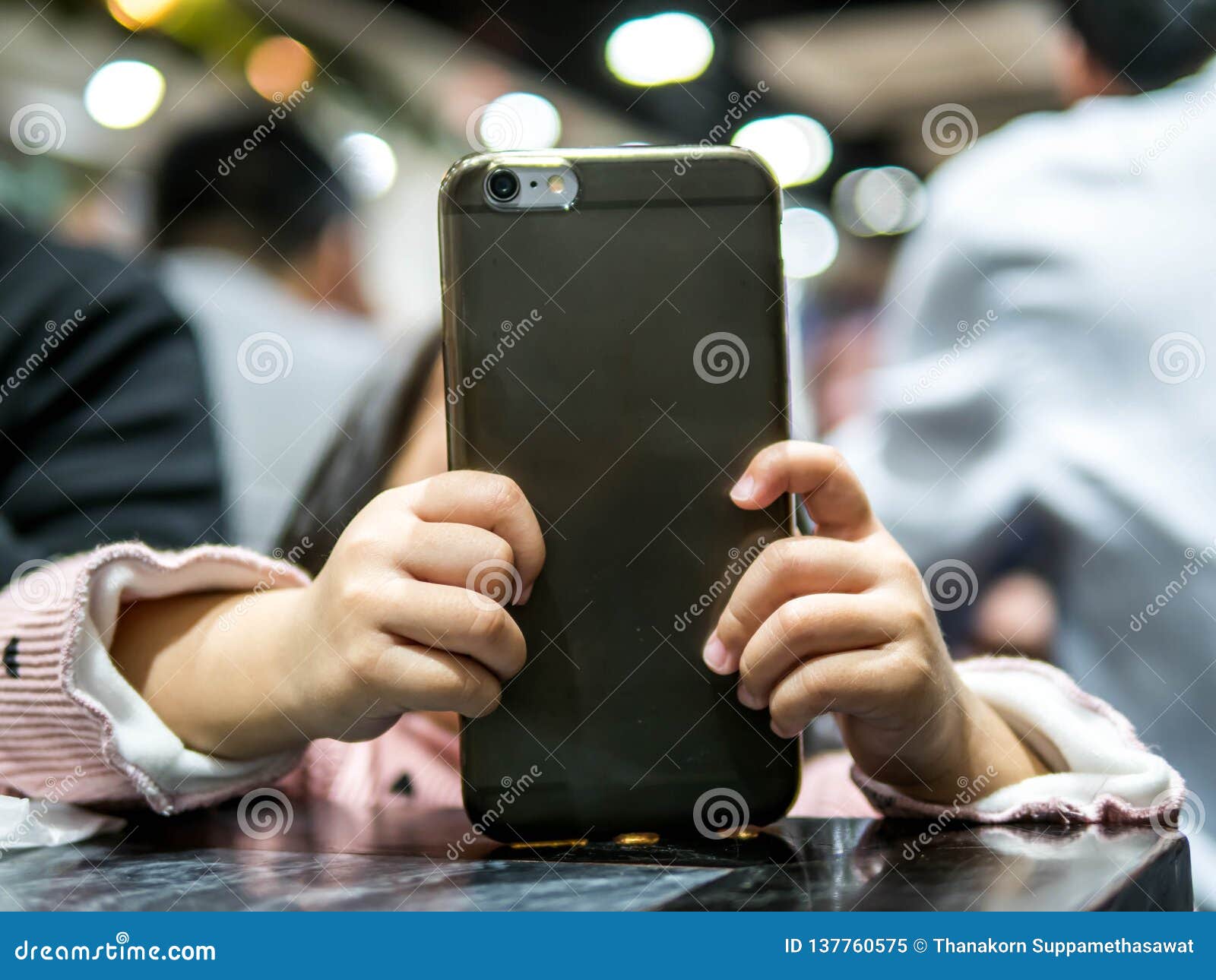 Little Kid is Playing with Mobile Phone Stock Image - Image of modern ...