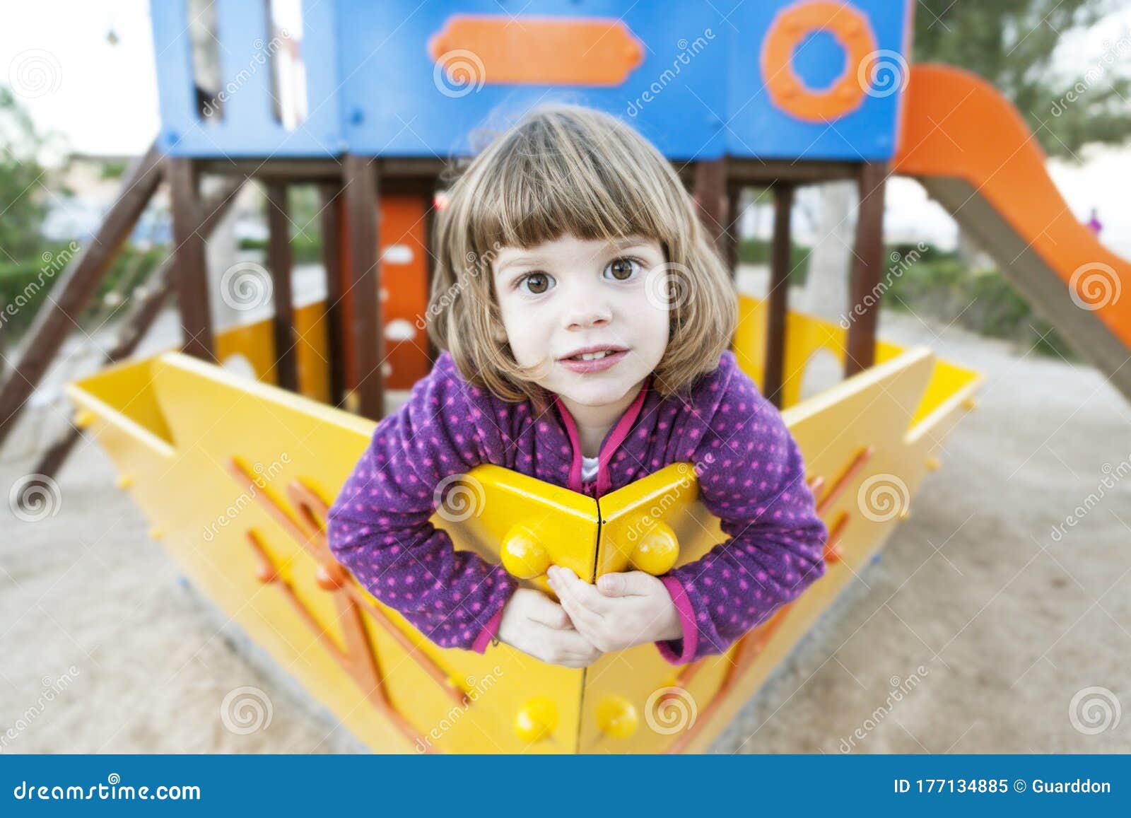 Little Kid Playing in the Playground Stock Image - Image of playground ...