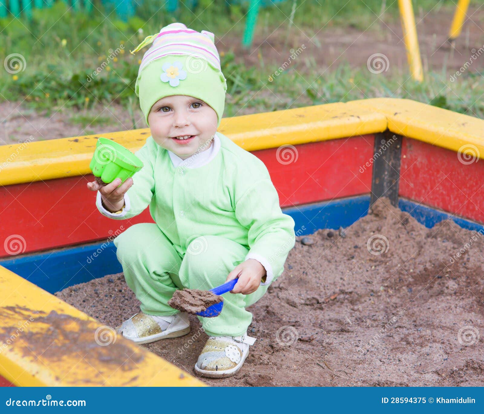 Little Kid Playing in a Sandbox Stock Image - Image of child, bucket ...