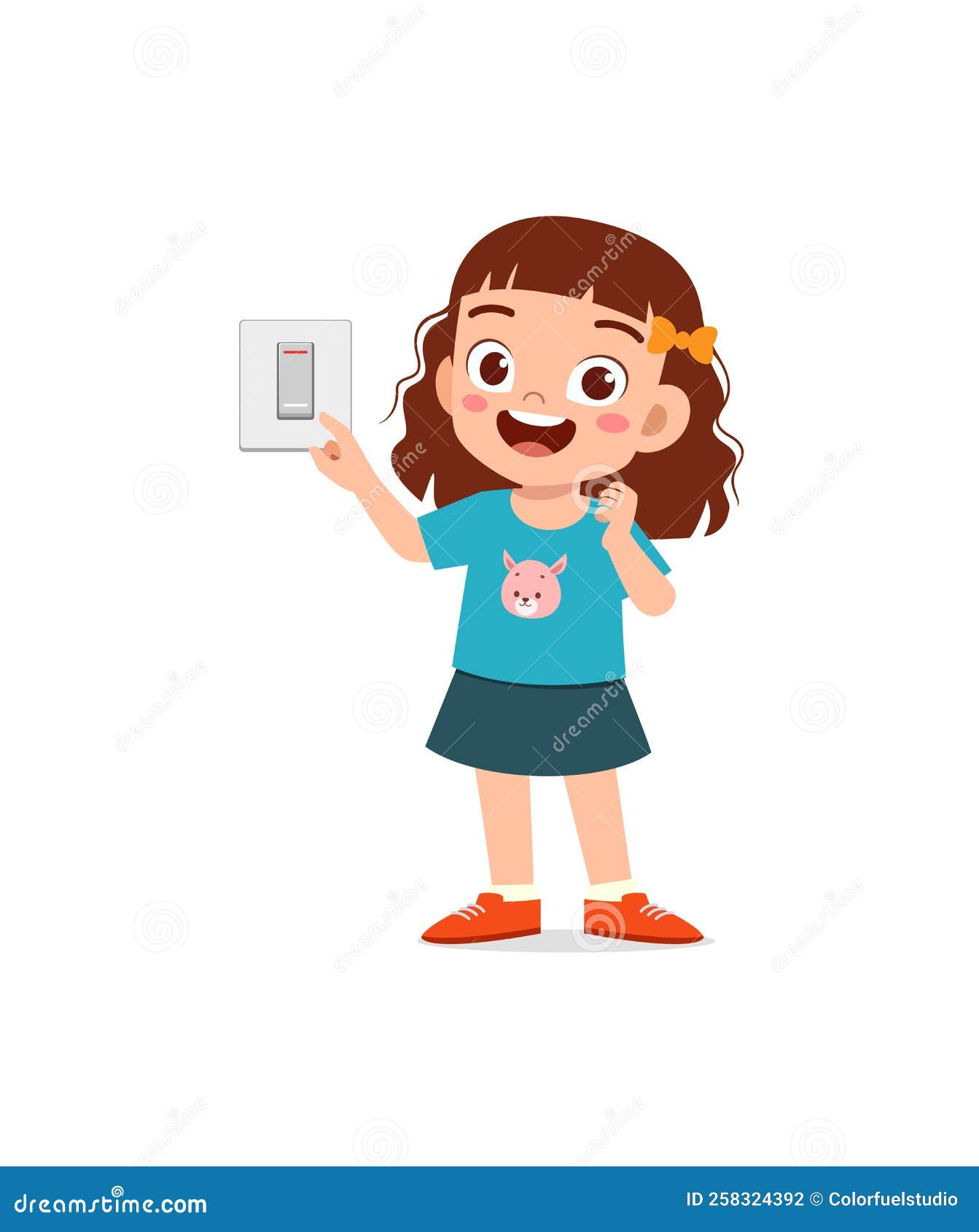 Little Kid Press Electric Power Switch on the Wall Stock Vector ...