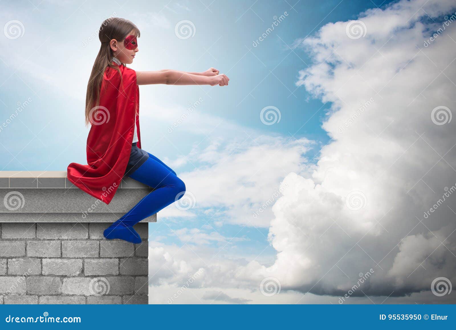 The Little Kid Protecting the City from Evil Stock Photo - Image of ...