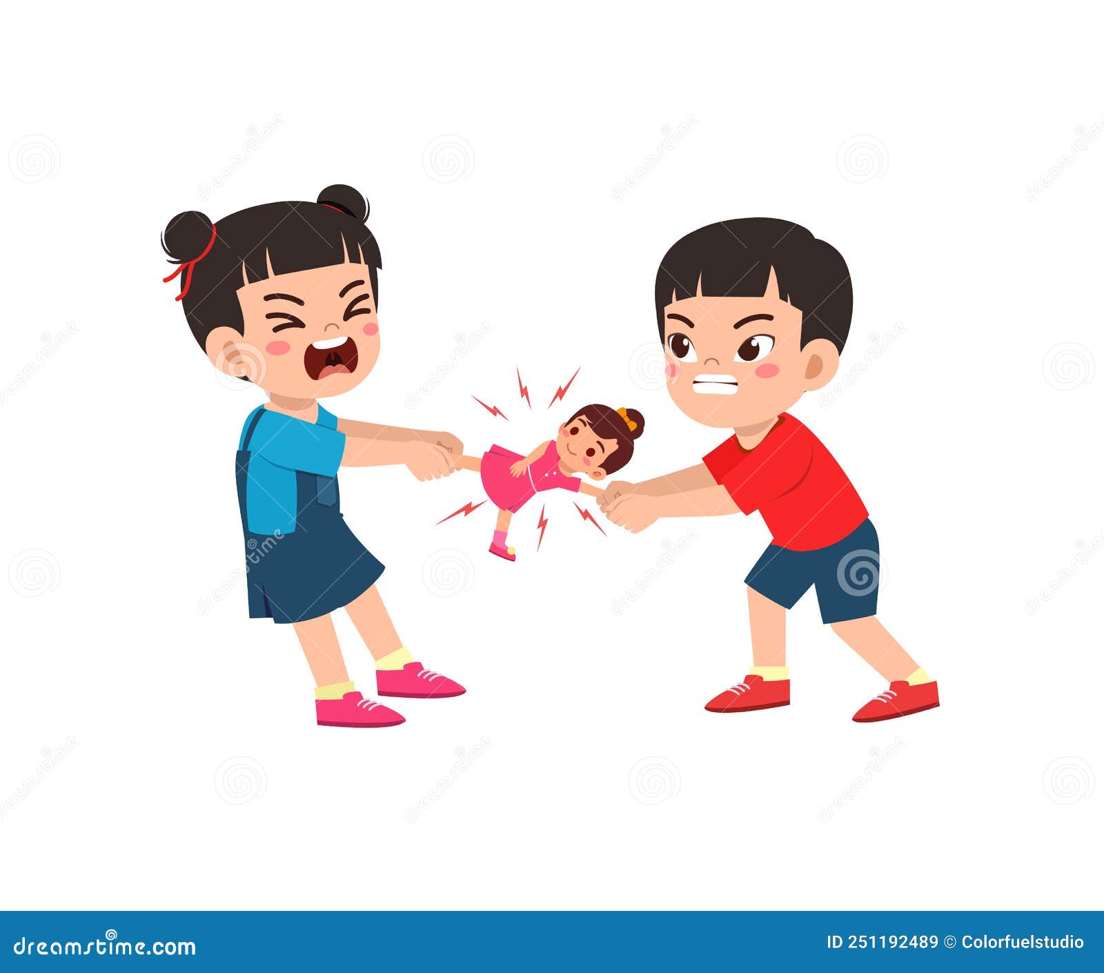 Little Kid Pulling Toy with Friend and Feel Angry Stock Illustration ...