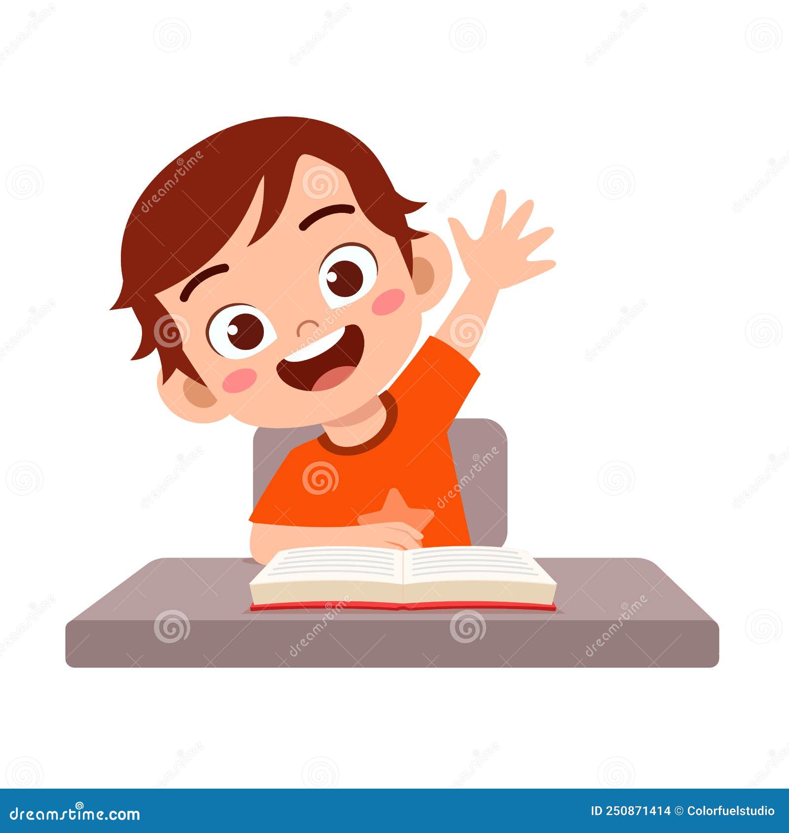 Little Kid Raise Hand To Answer the Question Stock Illustration ...