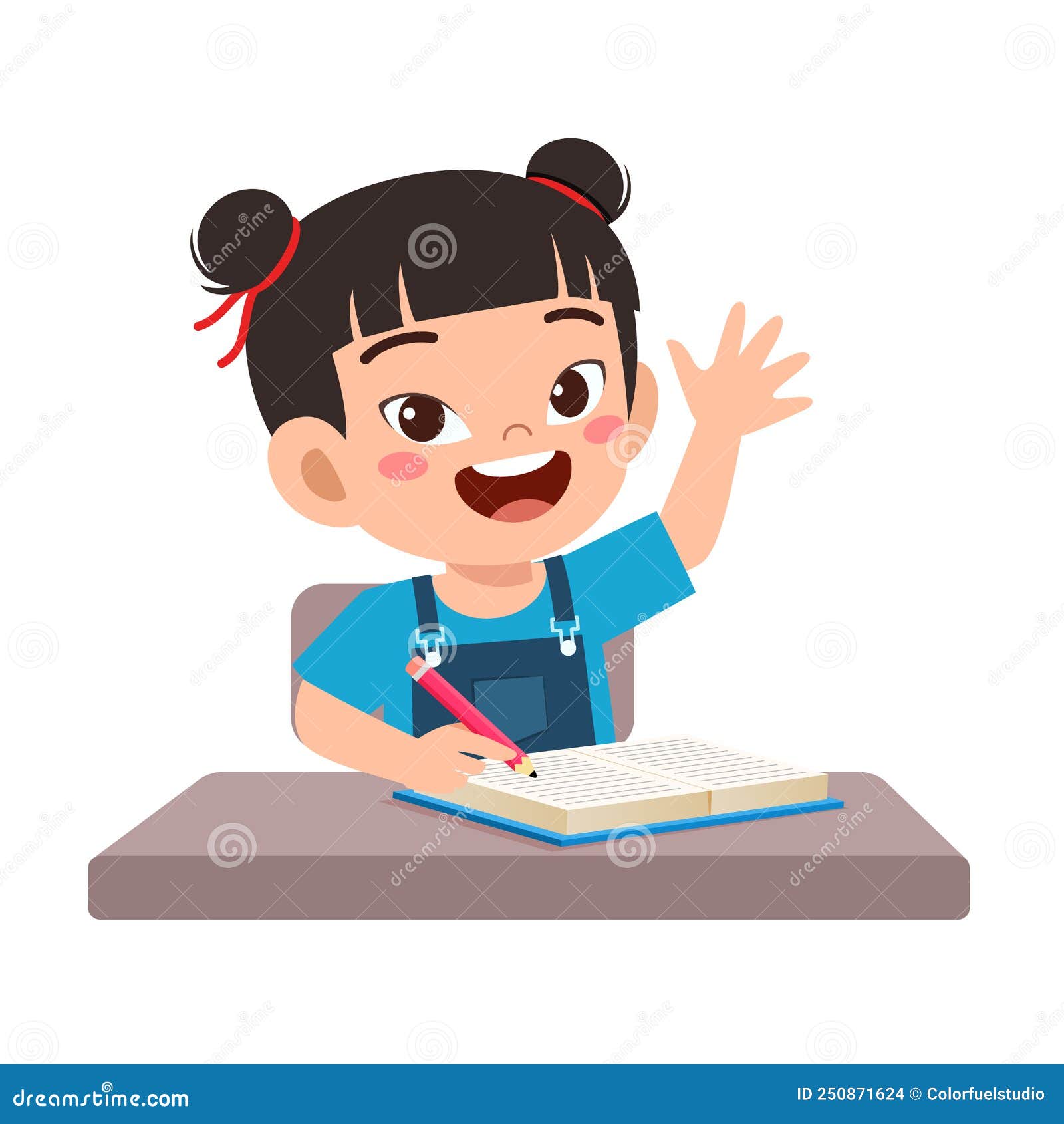Little Kid Raise Hand To Answer the Question Stock Illustration ...