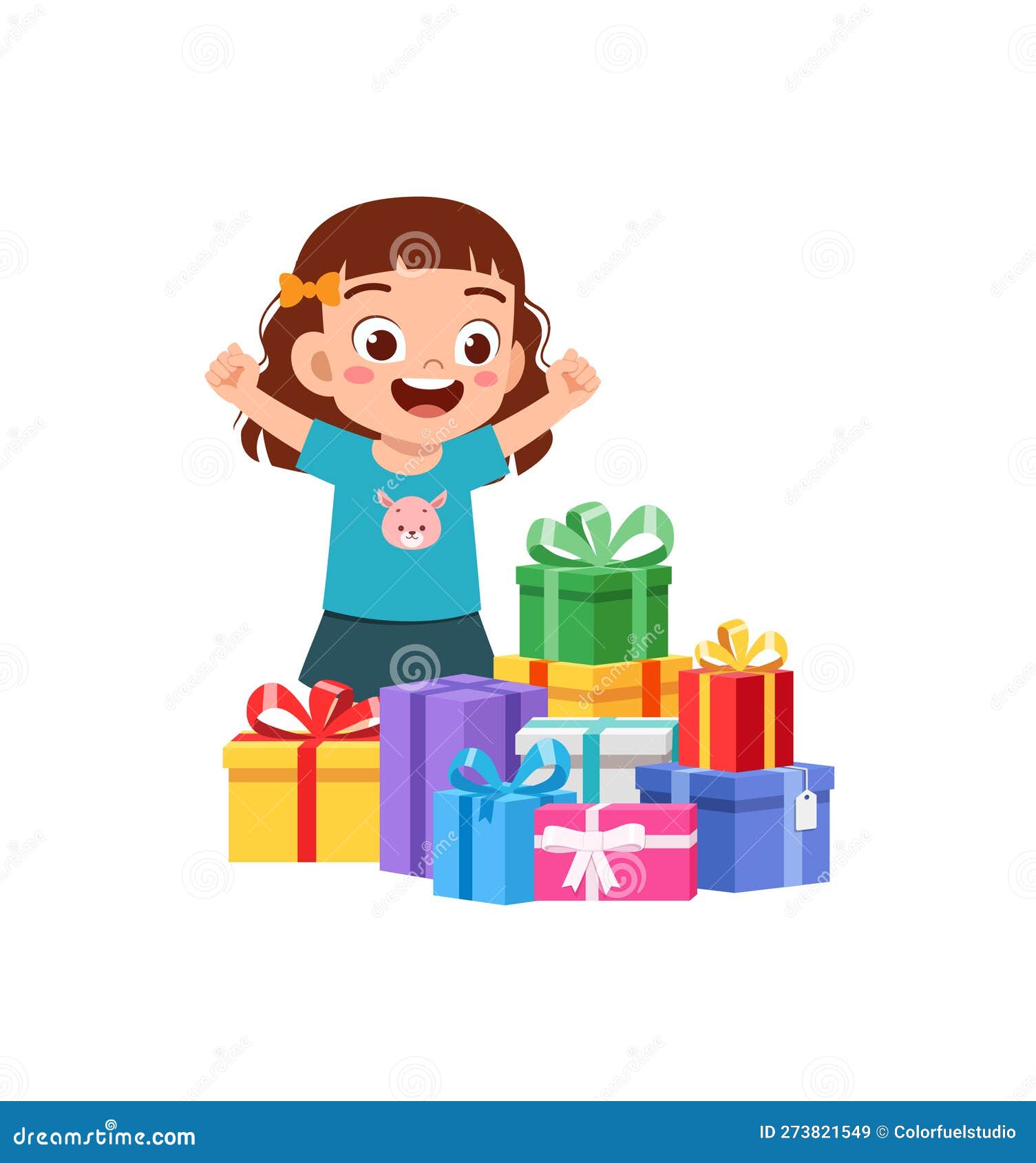 Little Kid Receive Many Gift Box and Feel Happy Stock Vector ...