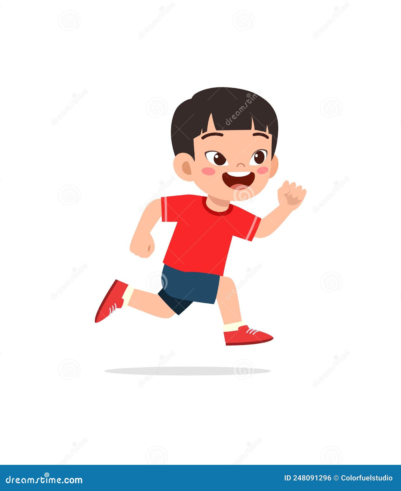 Little Kid with Run Pose and Feel Happy Stock Illustration ...