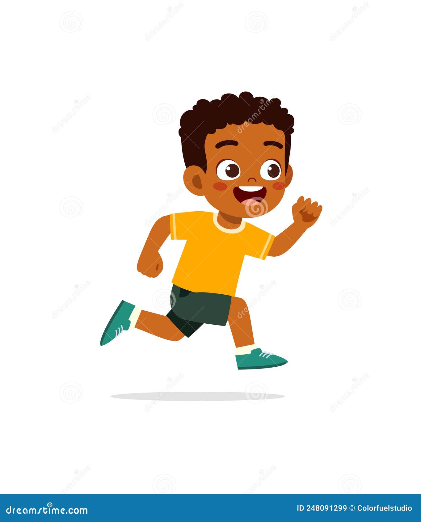 Little Kid with Run Pose and Feel Happy Stock Illustration ...