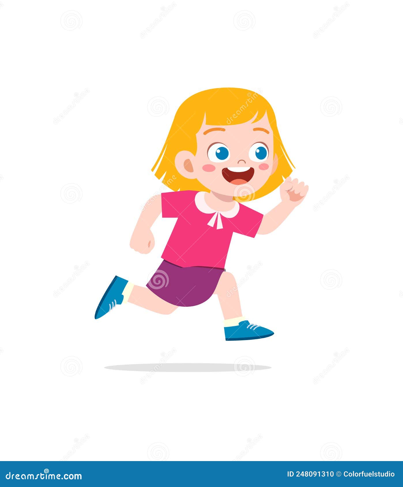 Little Kid with Run Pose and Feel Happy Stock Illustration ...