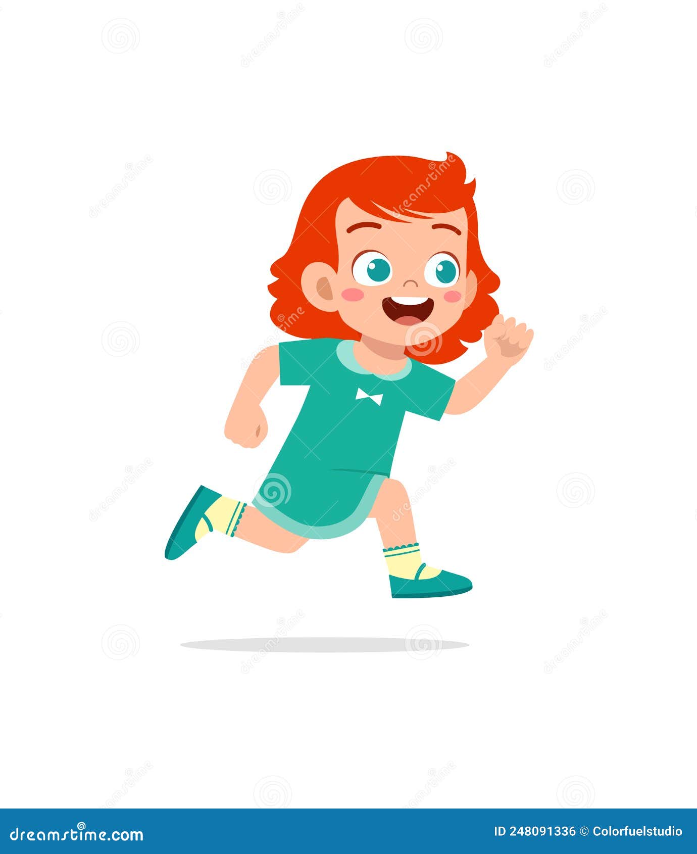 Little Kid with Run Pose and Feel Happy Stock Illustration ...