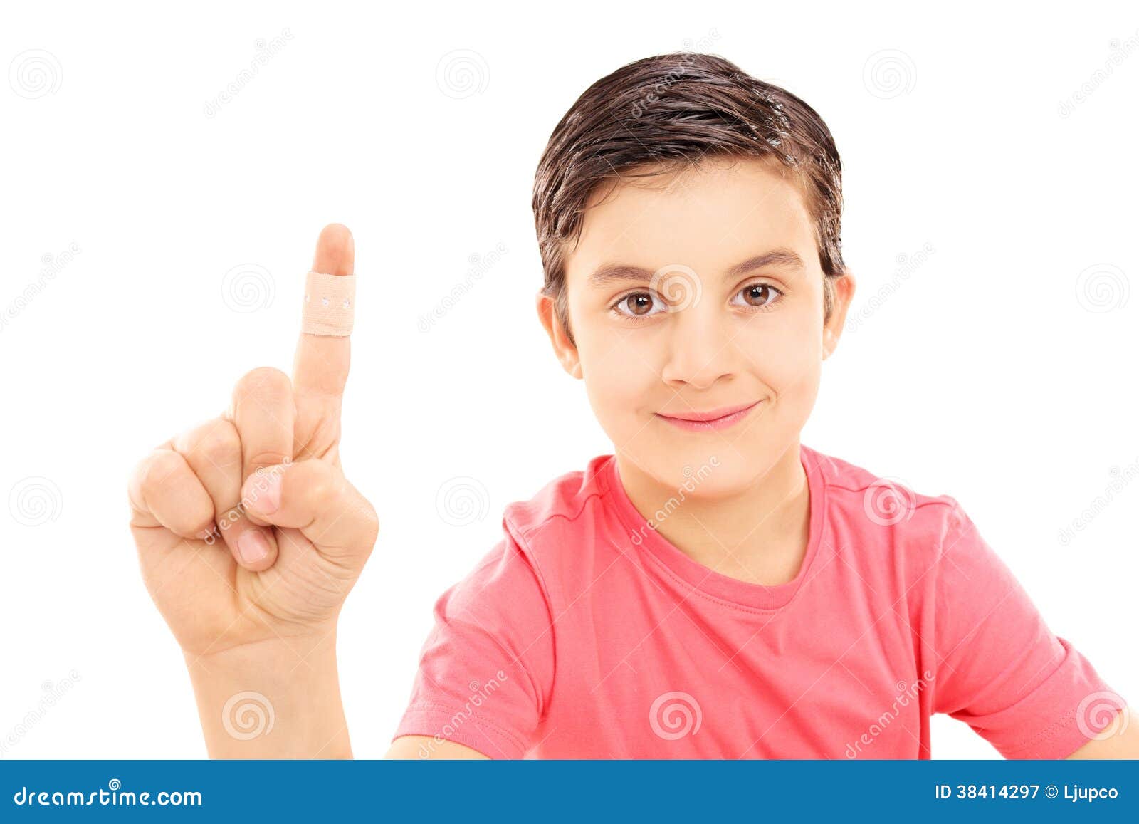 Little Kid Showing His Bandaged Finger Stock Image - Image of happy ...