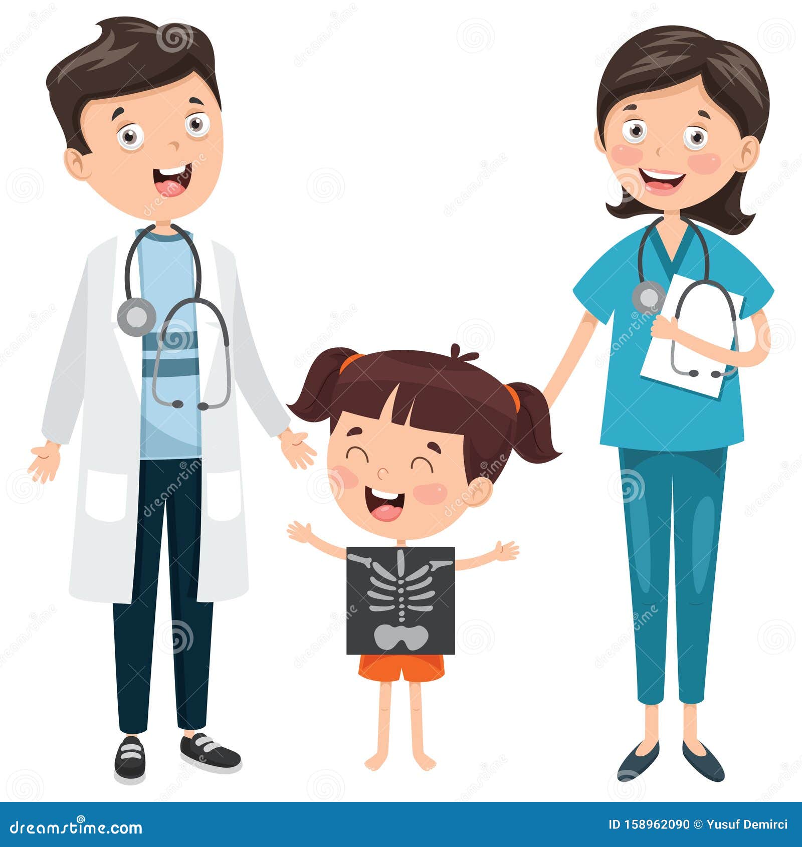 Little Kid Showing X ray stock vector. Illustration of doctor - 158962090