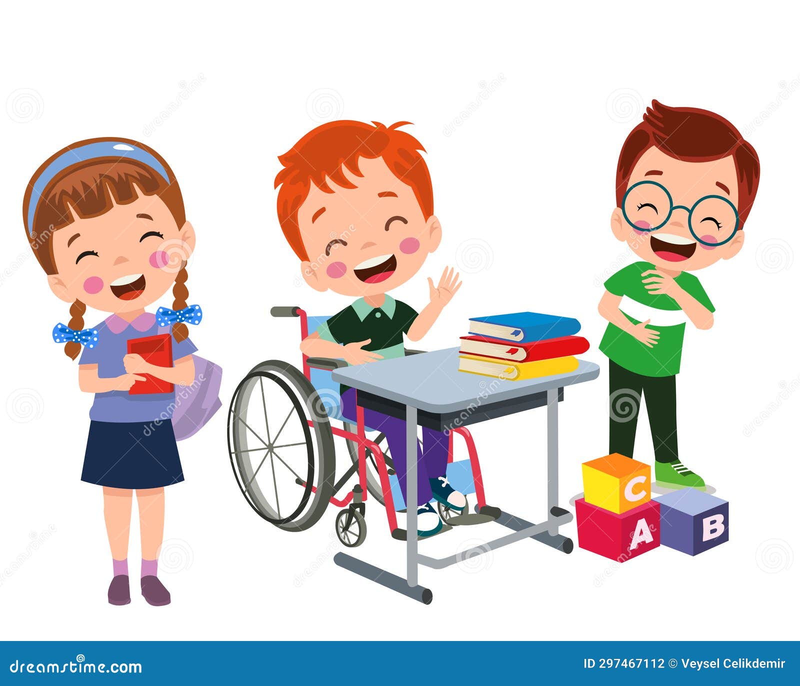 Little Kid Sit on Wheelchair and Feel Happy Stock Illustration ...