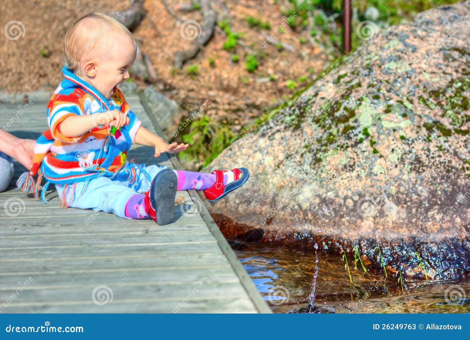 Little Kid Sitting on Bridge Stock Image - Image of finland, child ...