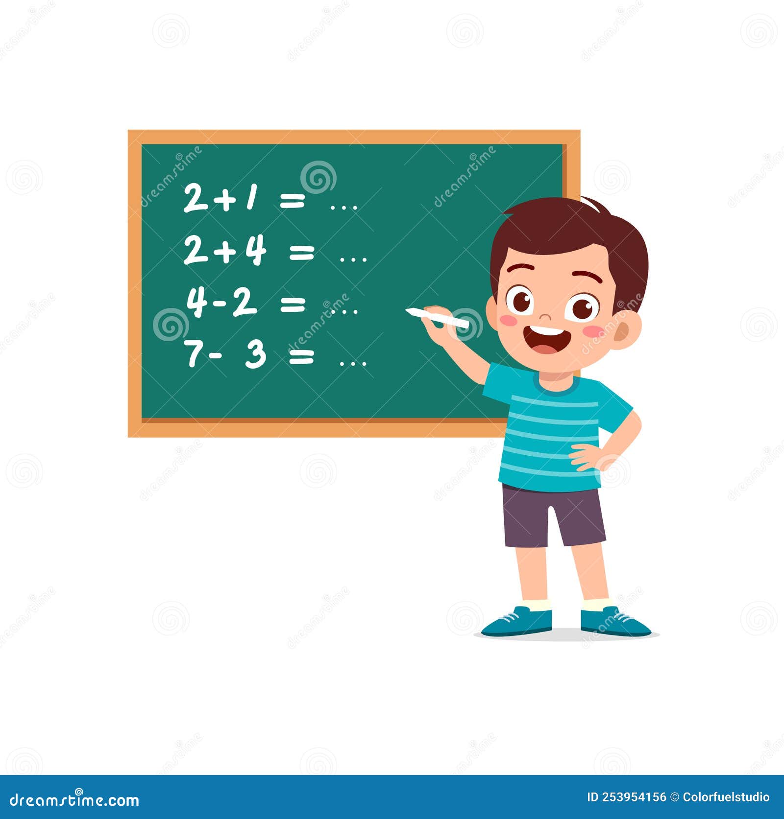 Little Kid Solving Math Problem on Blackboard Stock Vector ... Little Kid Solving Math Problem on Blackboard Stock Vector ...