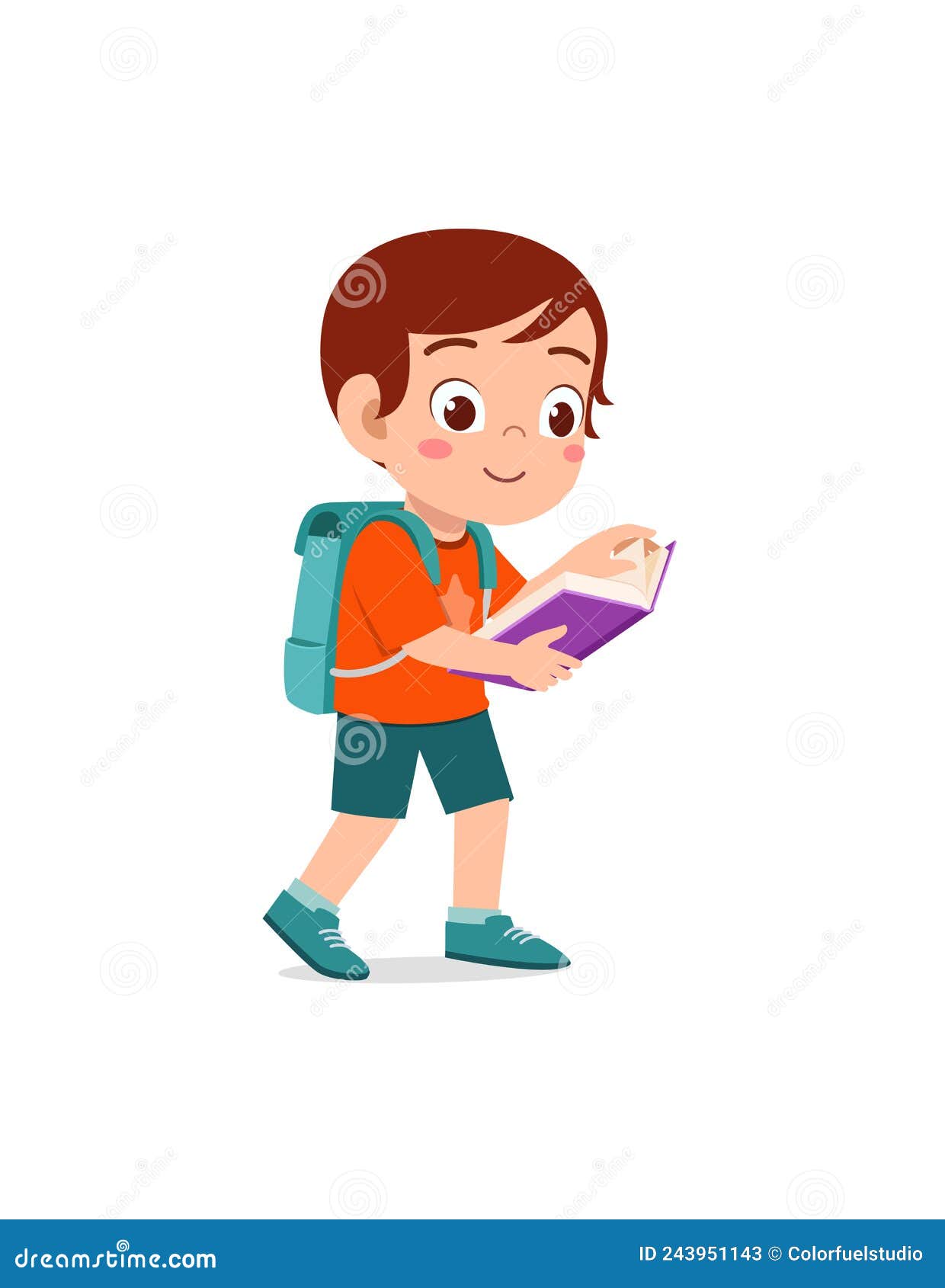 Little Kid Standing and Reading a Story Book Stock Vector ...