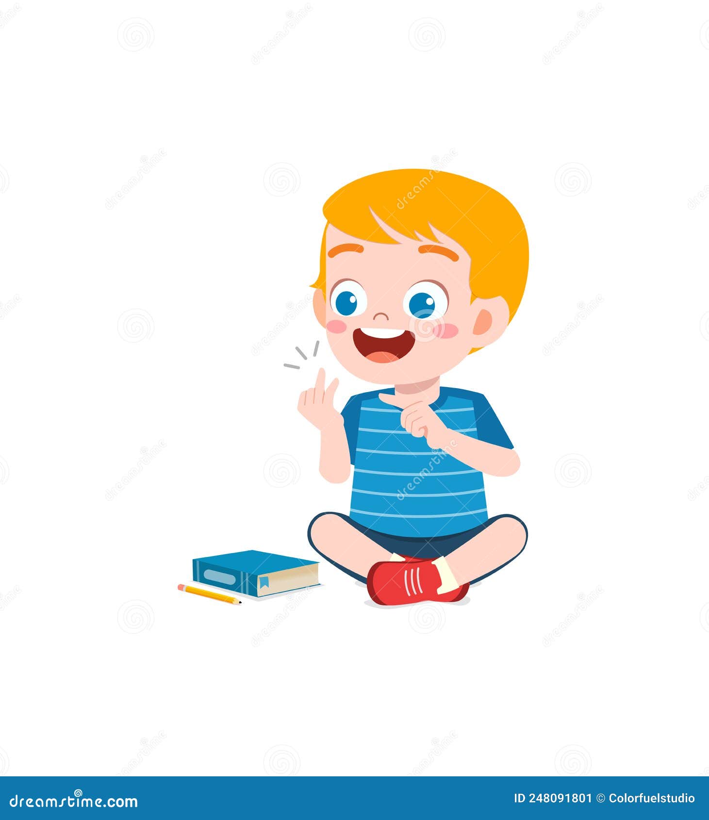 Little Kid Study Math with Counting Finger Stock Illustration ...