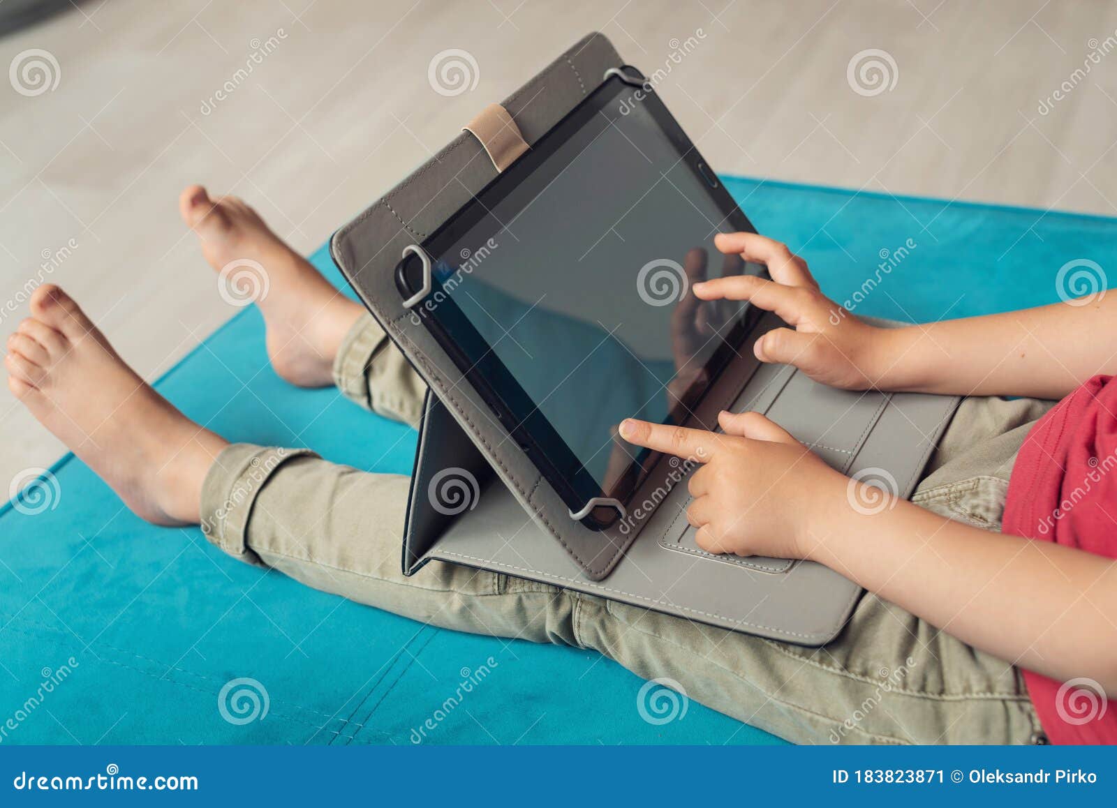 A Little Kid Studying from Home during Self Isolation Stock Image ...