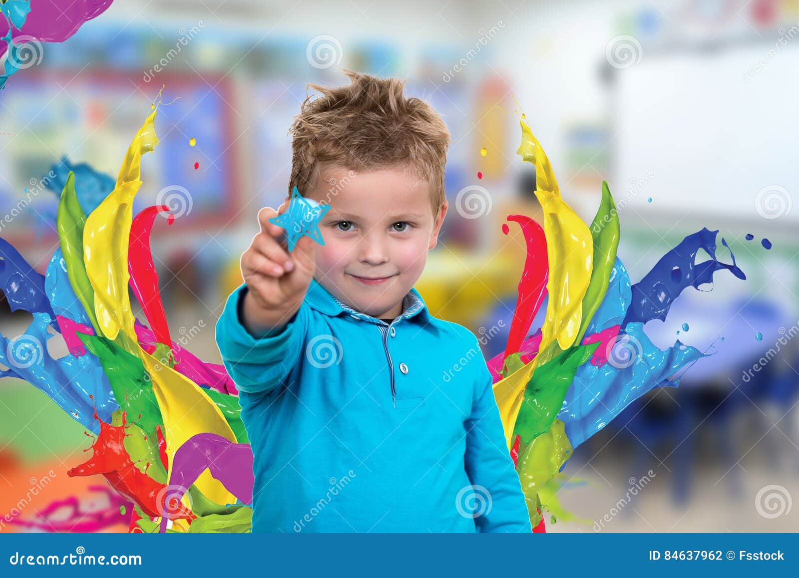 Little Kid about To Draw Something with Chalk Stock Photo - Image of ...