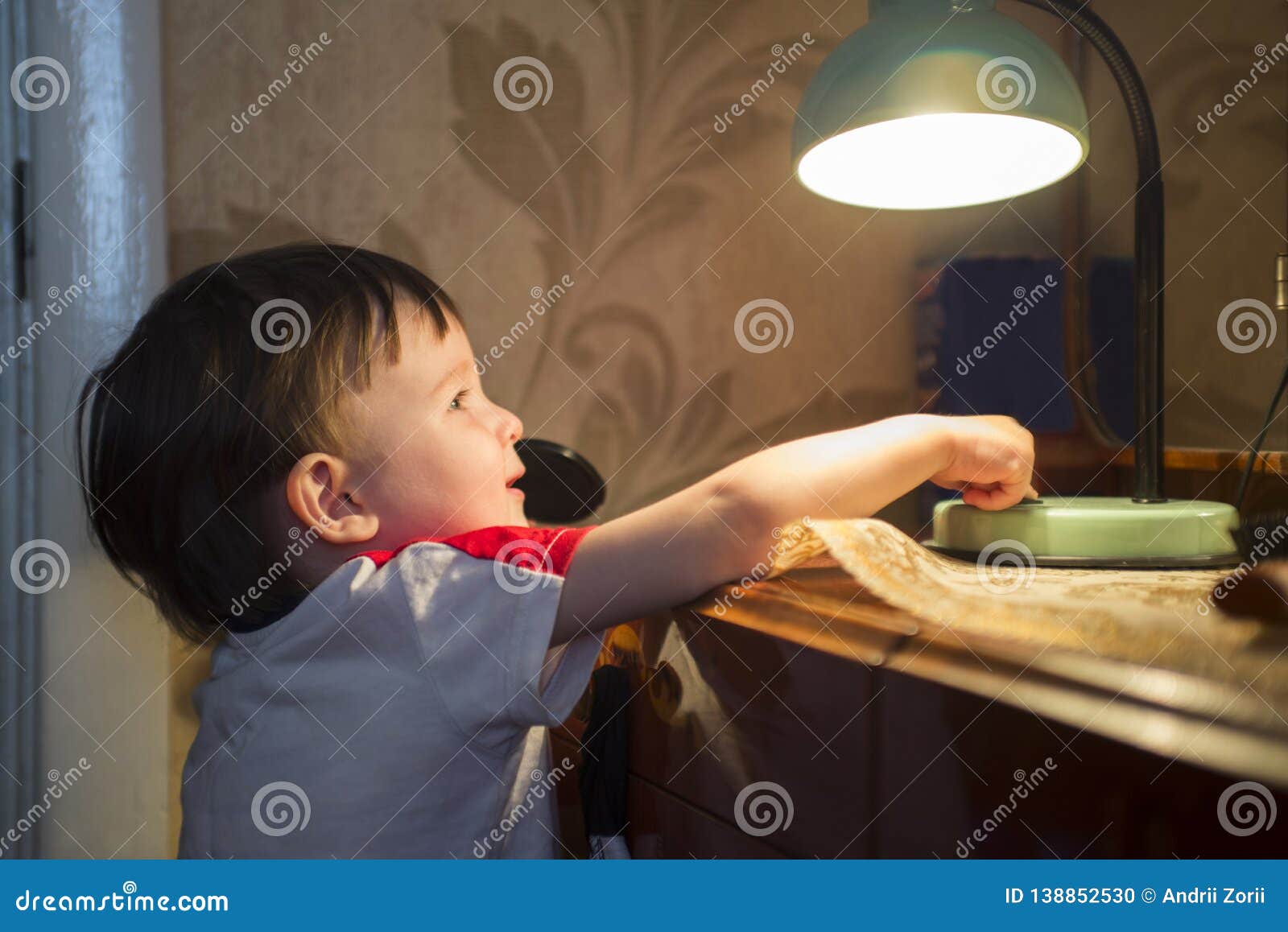 Little Kid Turning Off the Light Stock Photo - Image of power, lamp ...