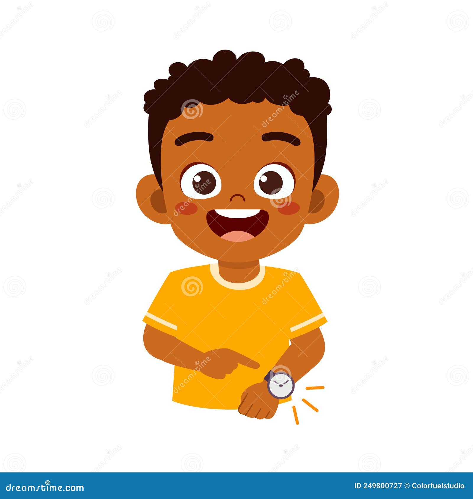 Little Kid Wear a Watch on Wrist Stock Illustration - Illustration of ...